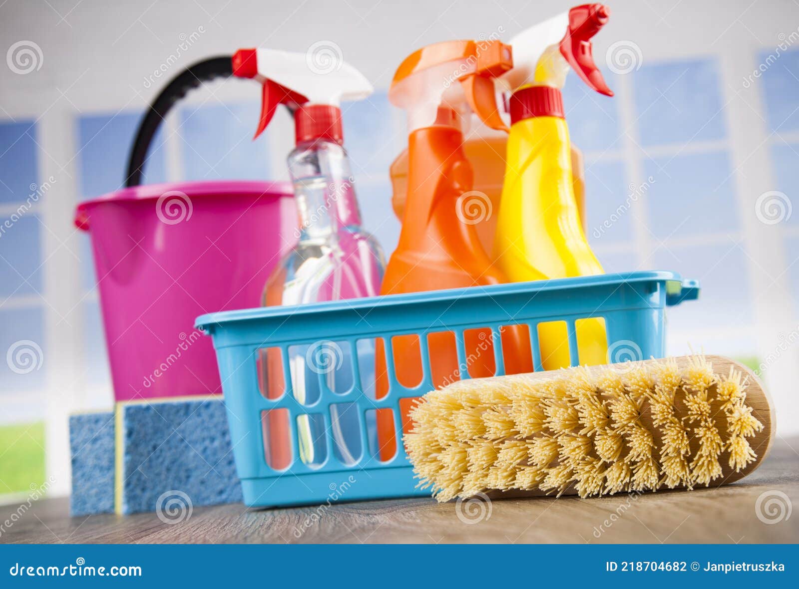 House Cleaning with Various Cleaning Tools Stock Photo - Image of ...