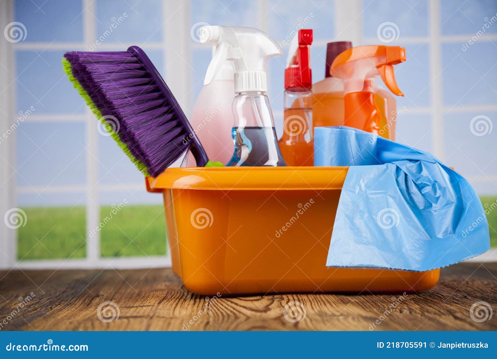 House Cleaning with Various Cleaning Tools Stock Image - Image of ...
