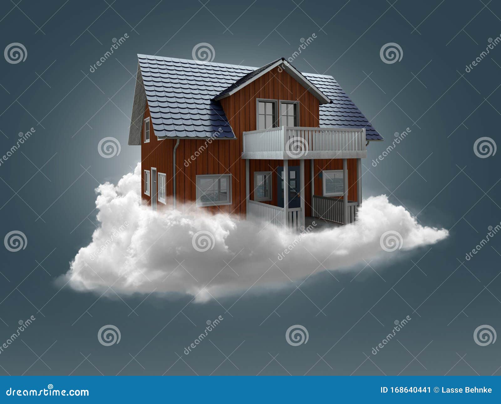 House on a cloud stock illustration. Illustration of blue - 168640441