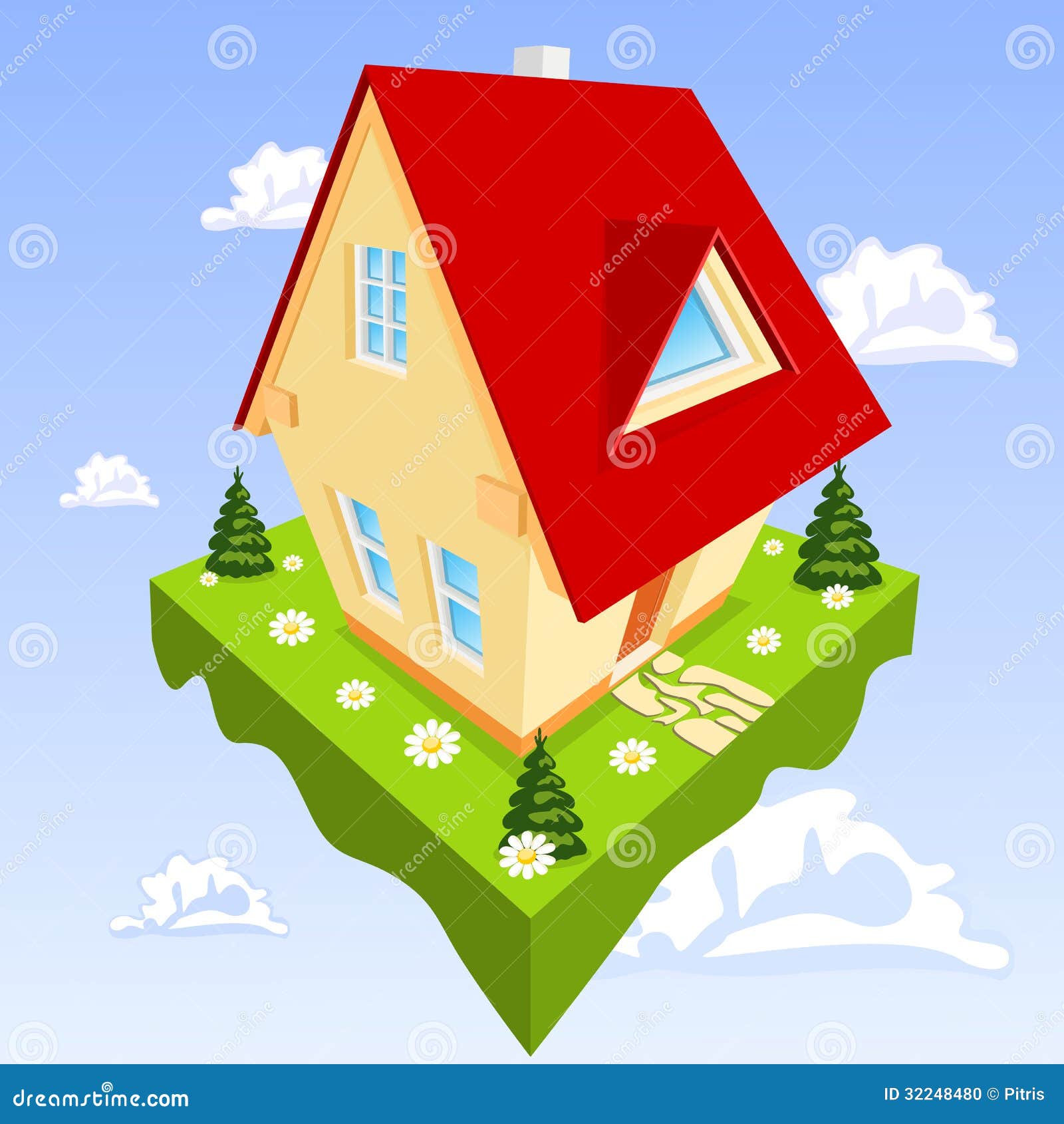 House in the Clouds stock vector. Illustration of home - 32248480