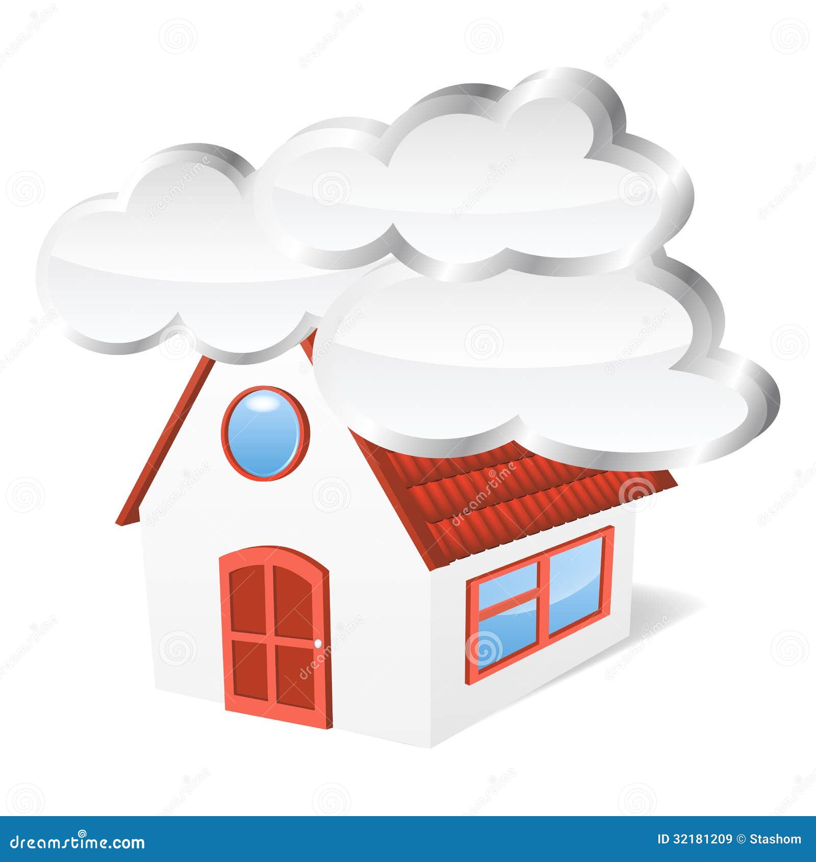 House with Clouds. Vector Illustration Stock Illustration ...