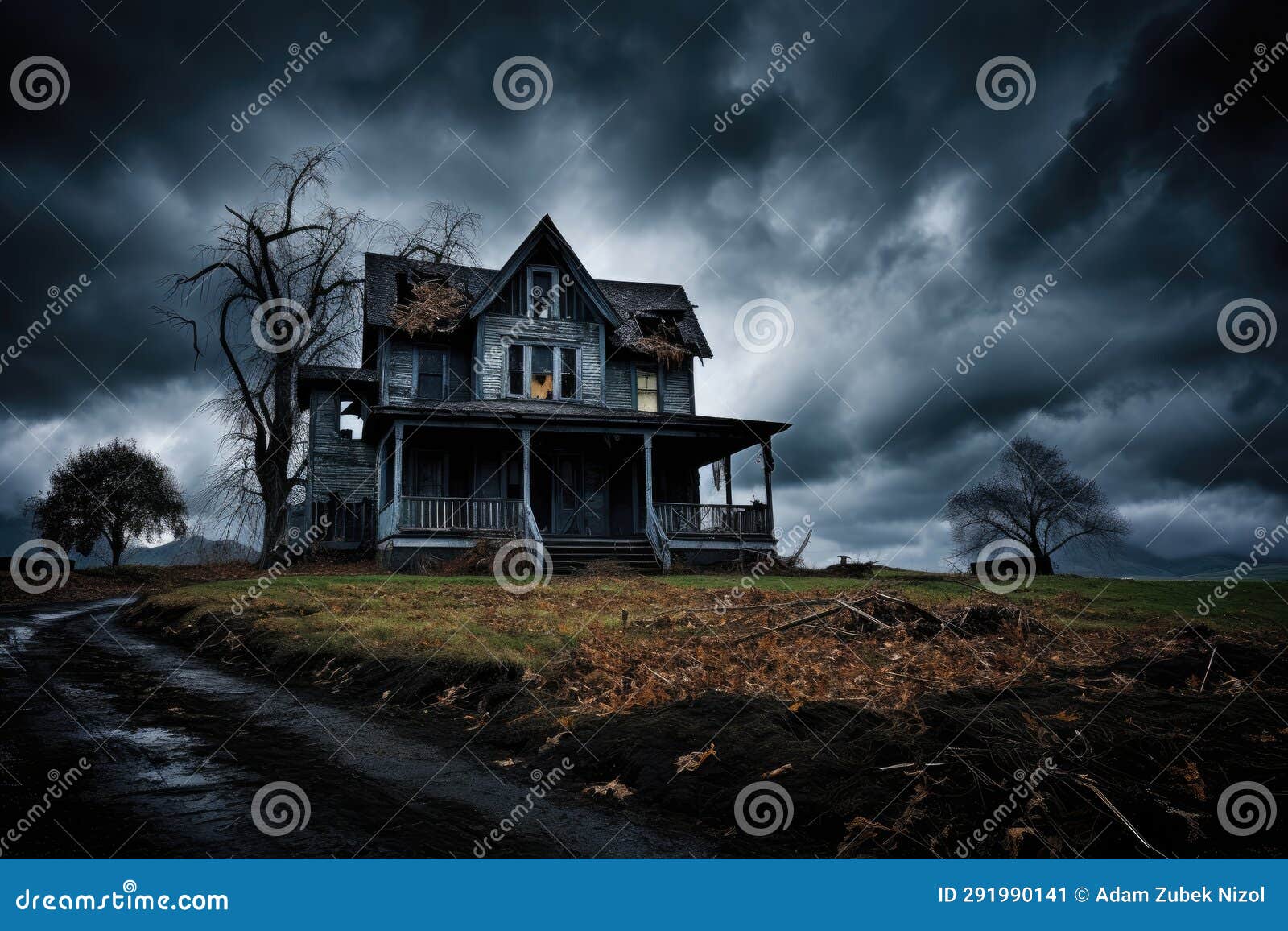 A house with a cloudy sky stock illustration. Illustration of ...