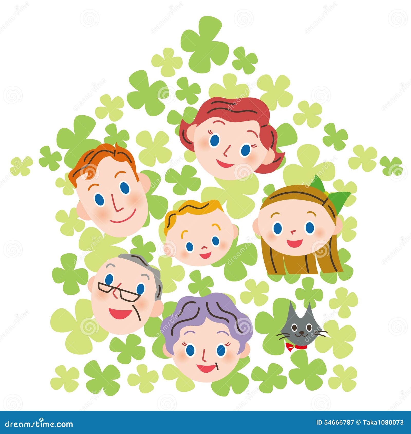 House of Clovers and Three-generation Family Stock Vector ...