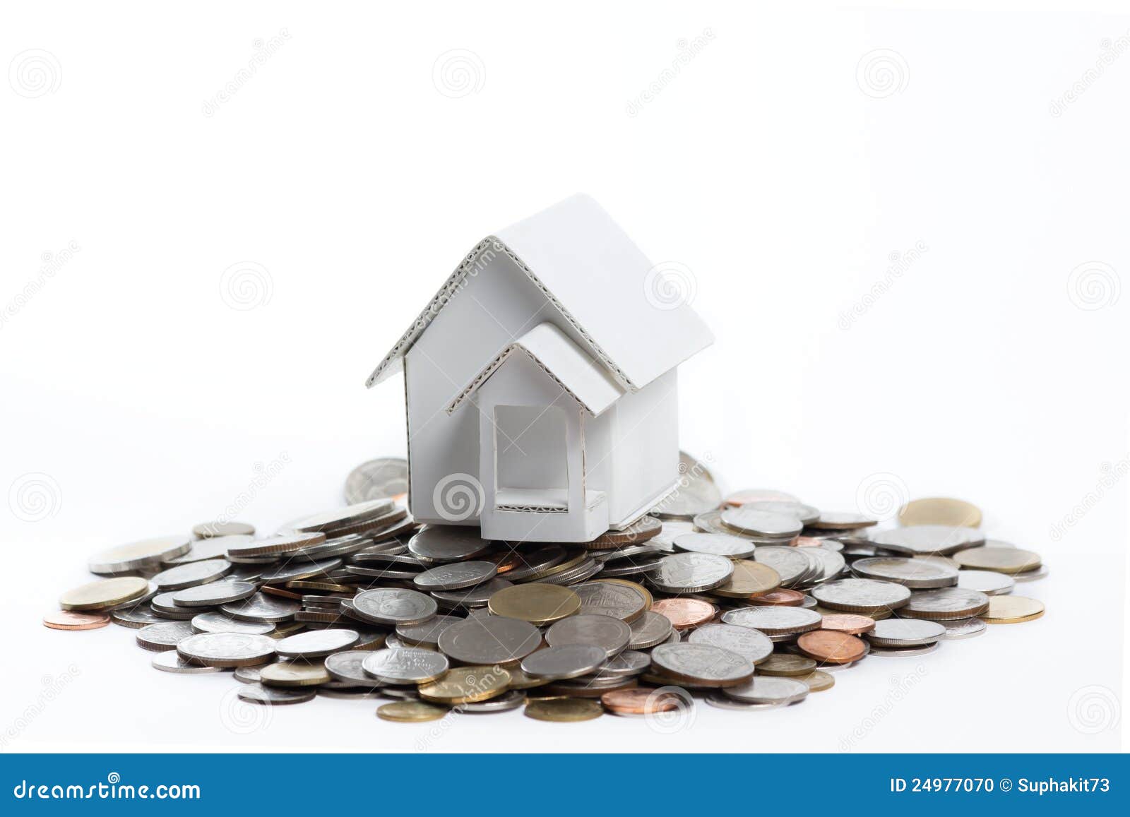 House and coins. stock photo. Image of residential, investment - 24977070