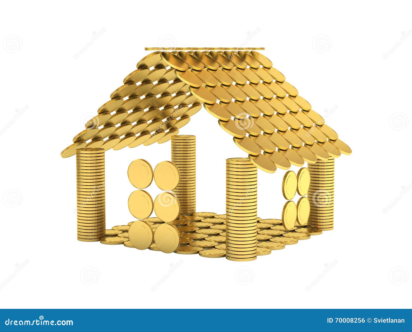 House from coins stock illustration. Illustration of concept - 70008256