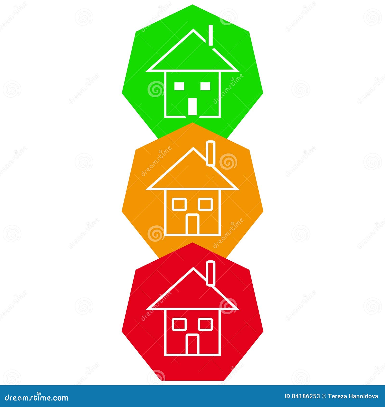 House in Color Shape on White Background Stock Vector - Illustration of ...