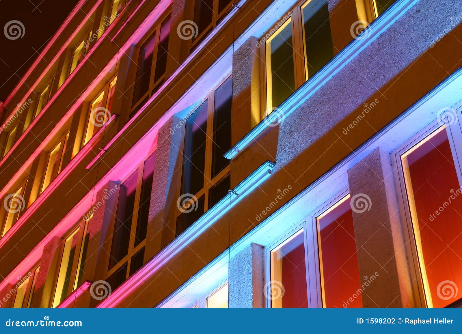 House in colored light stock photo. Image of light, architecture - 1598202