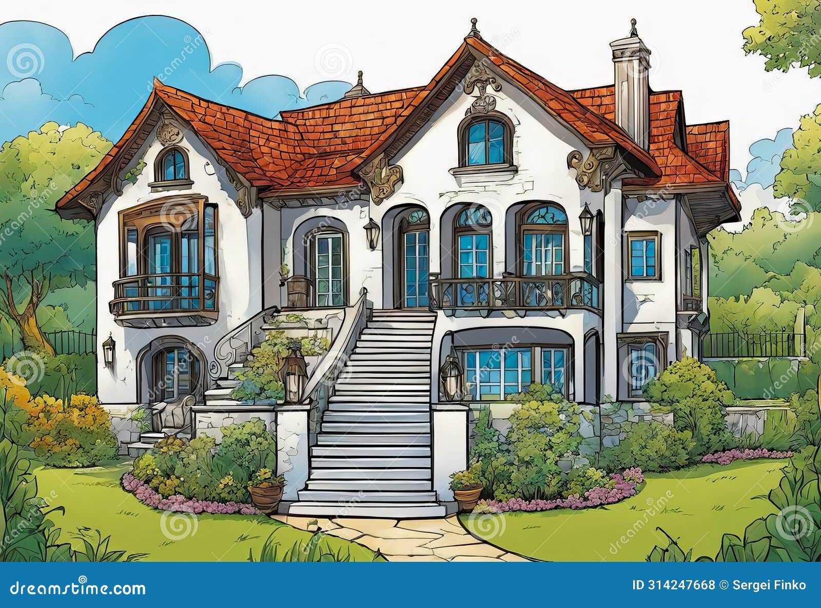 House in comic book style stock illustration. Illustration of ...
