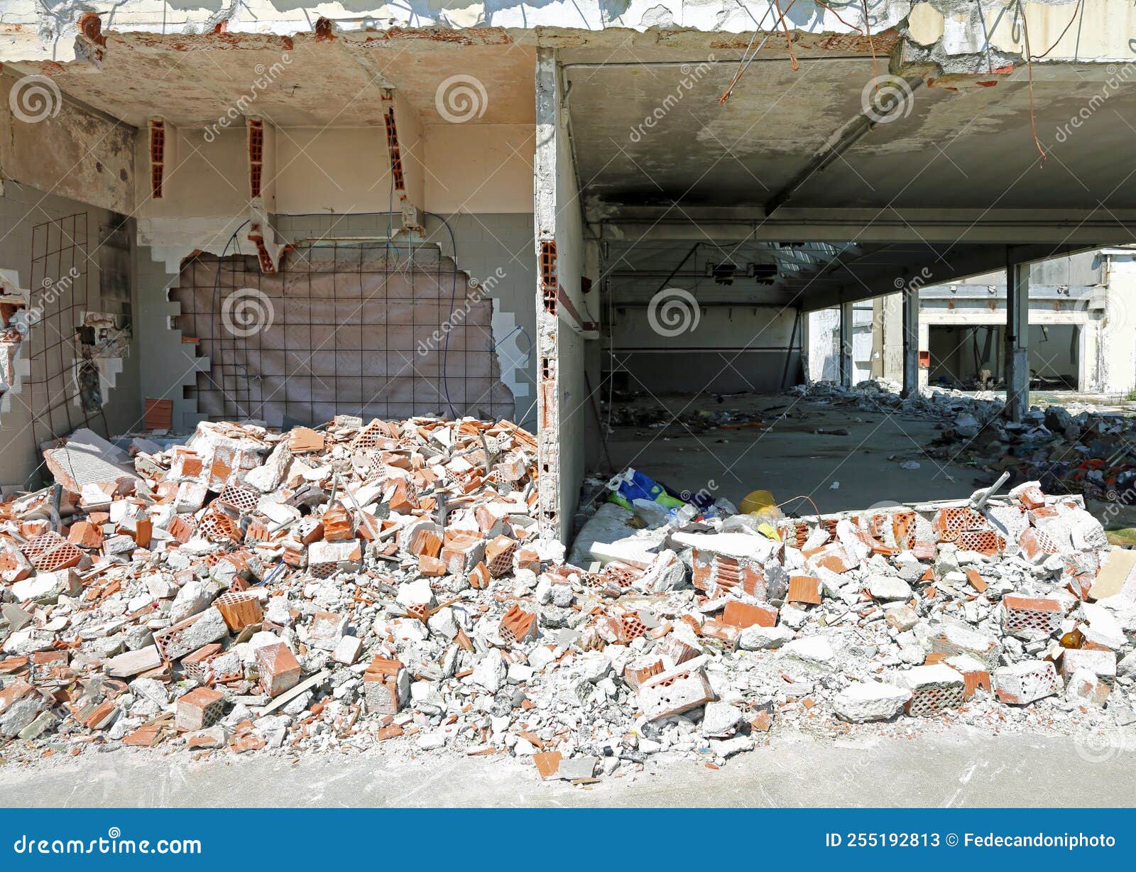 House Completely Destroyed and Abandoned Bricks and Rubble Stock Image ...