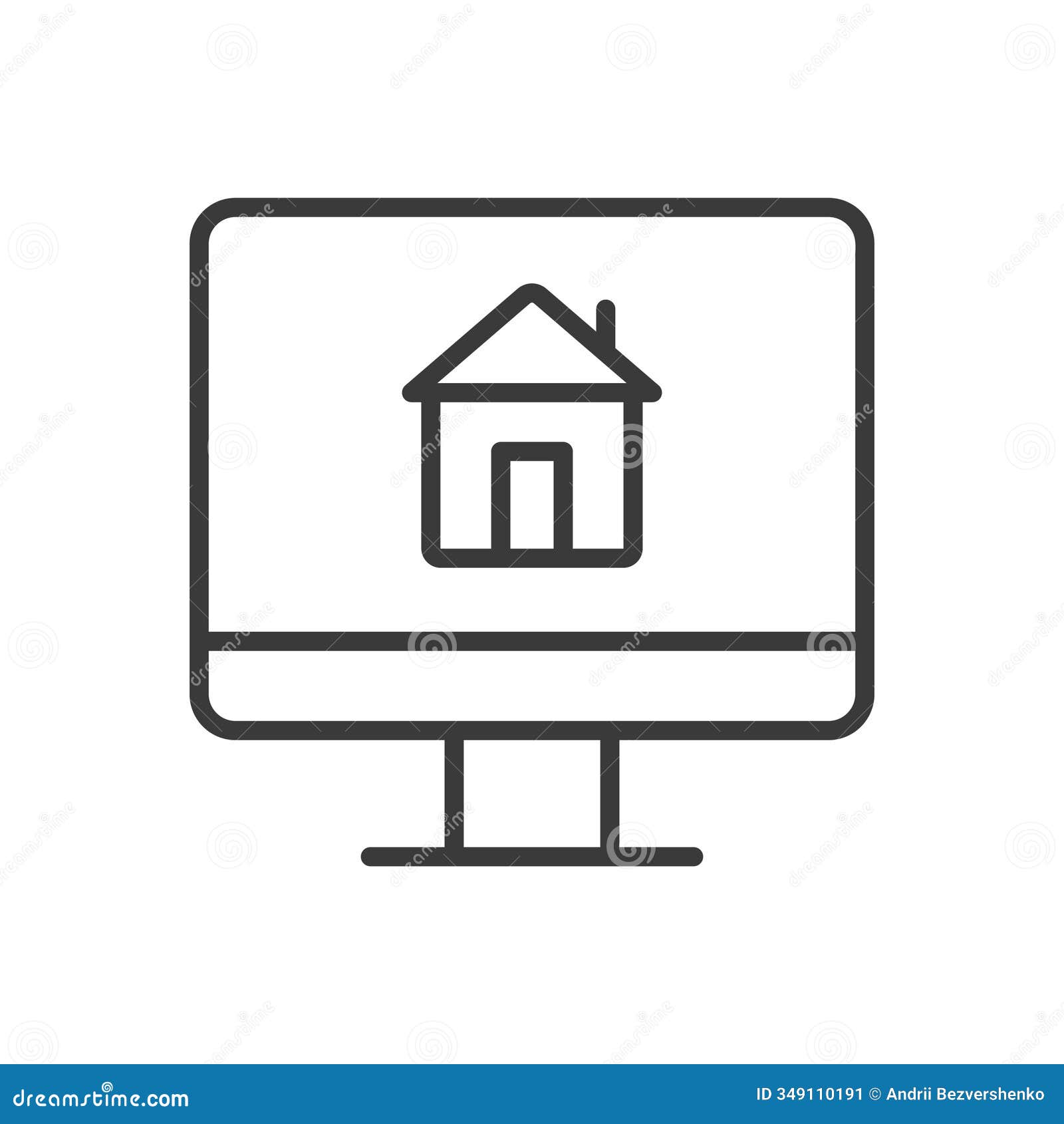 House on the Computer, Icon in Line Design. House, Computer, Technology ...