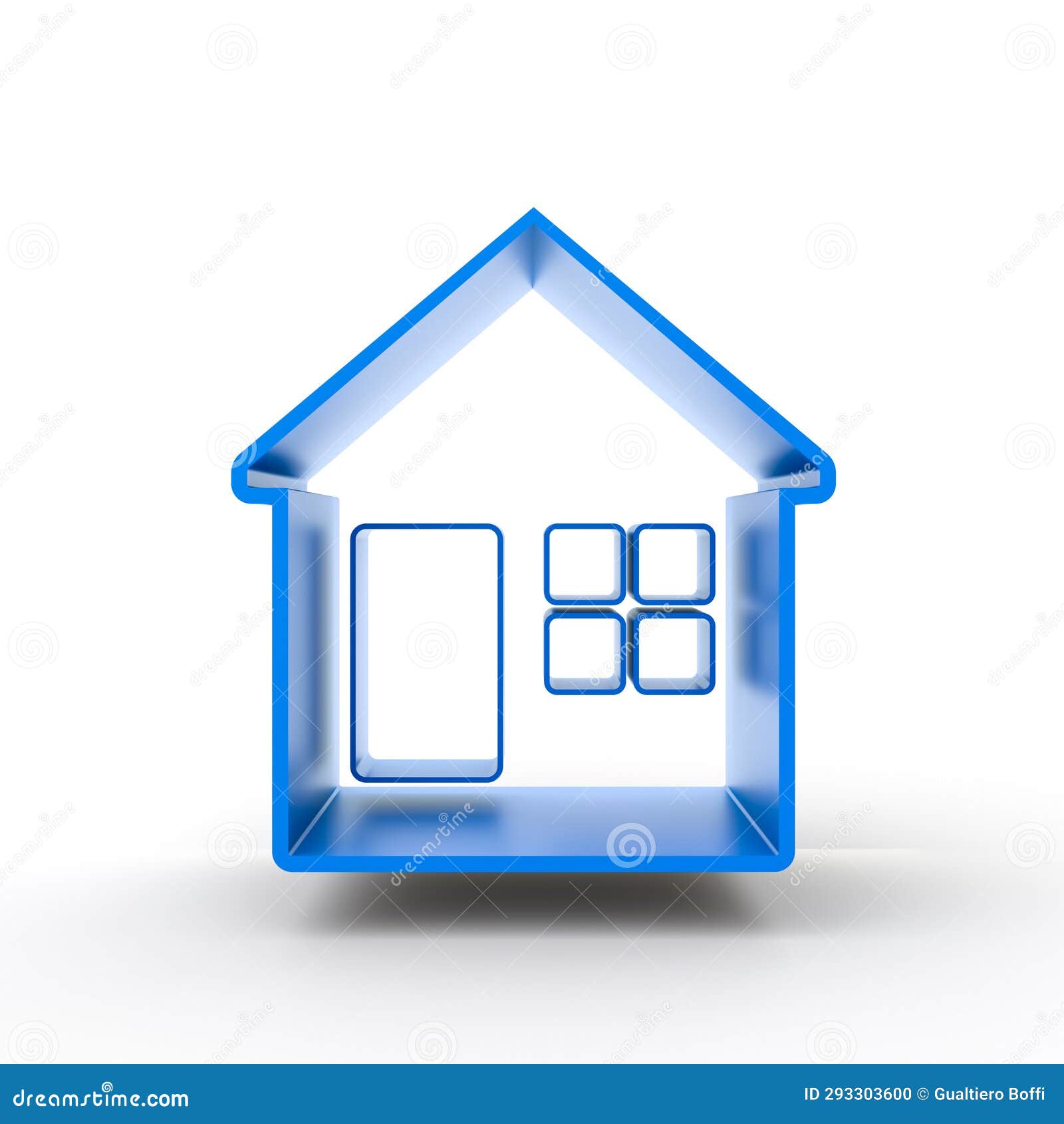 House Concept 3d Stylised Blue Render on White Stock Illustration ...
