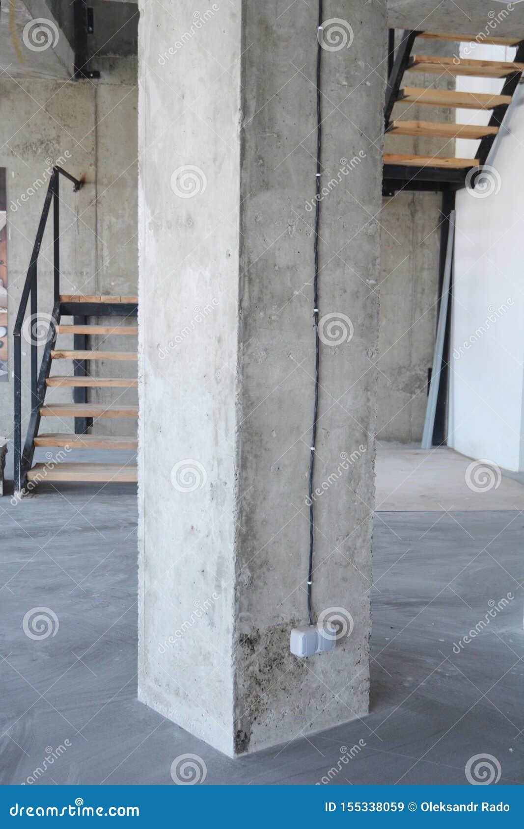 Concrete Column With Power Lines Royalty-Free Stock Photo ...
