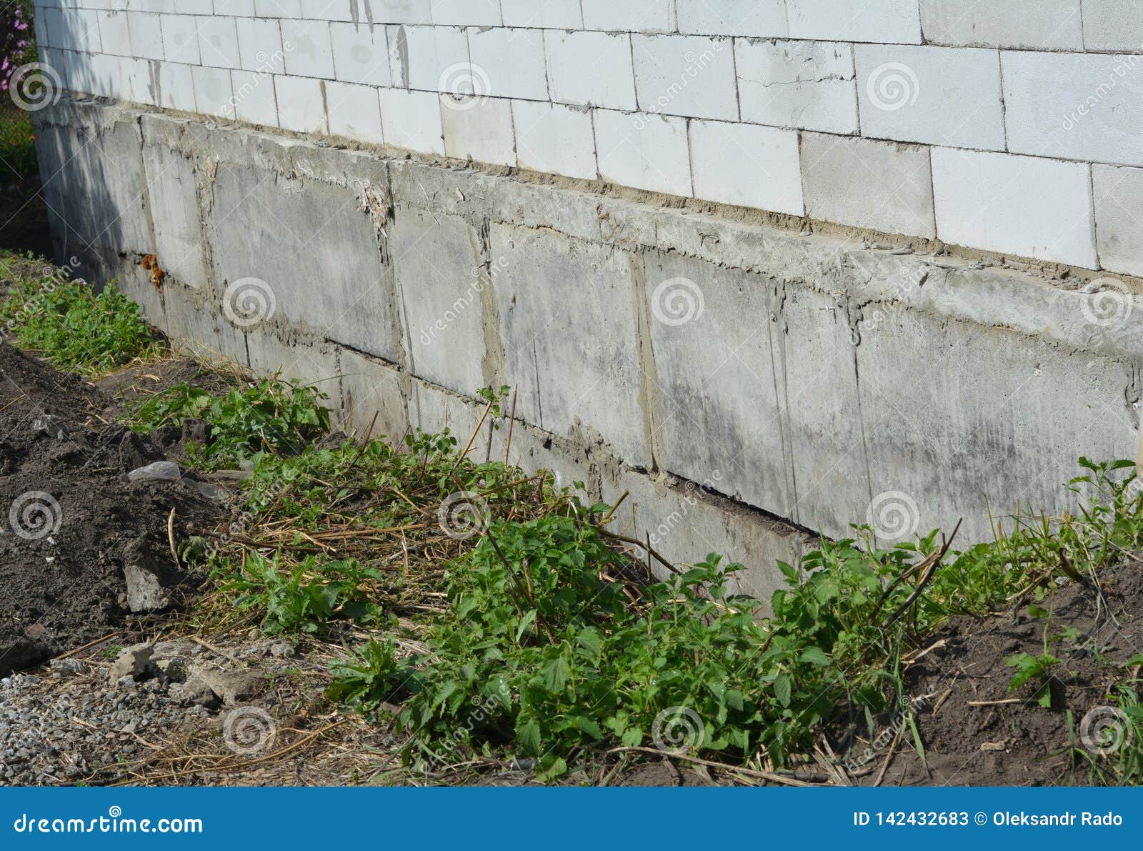 House Concrete Foundation Wall Under Construction Stock Image - Image ...