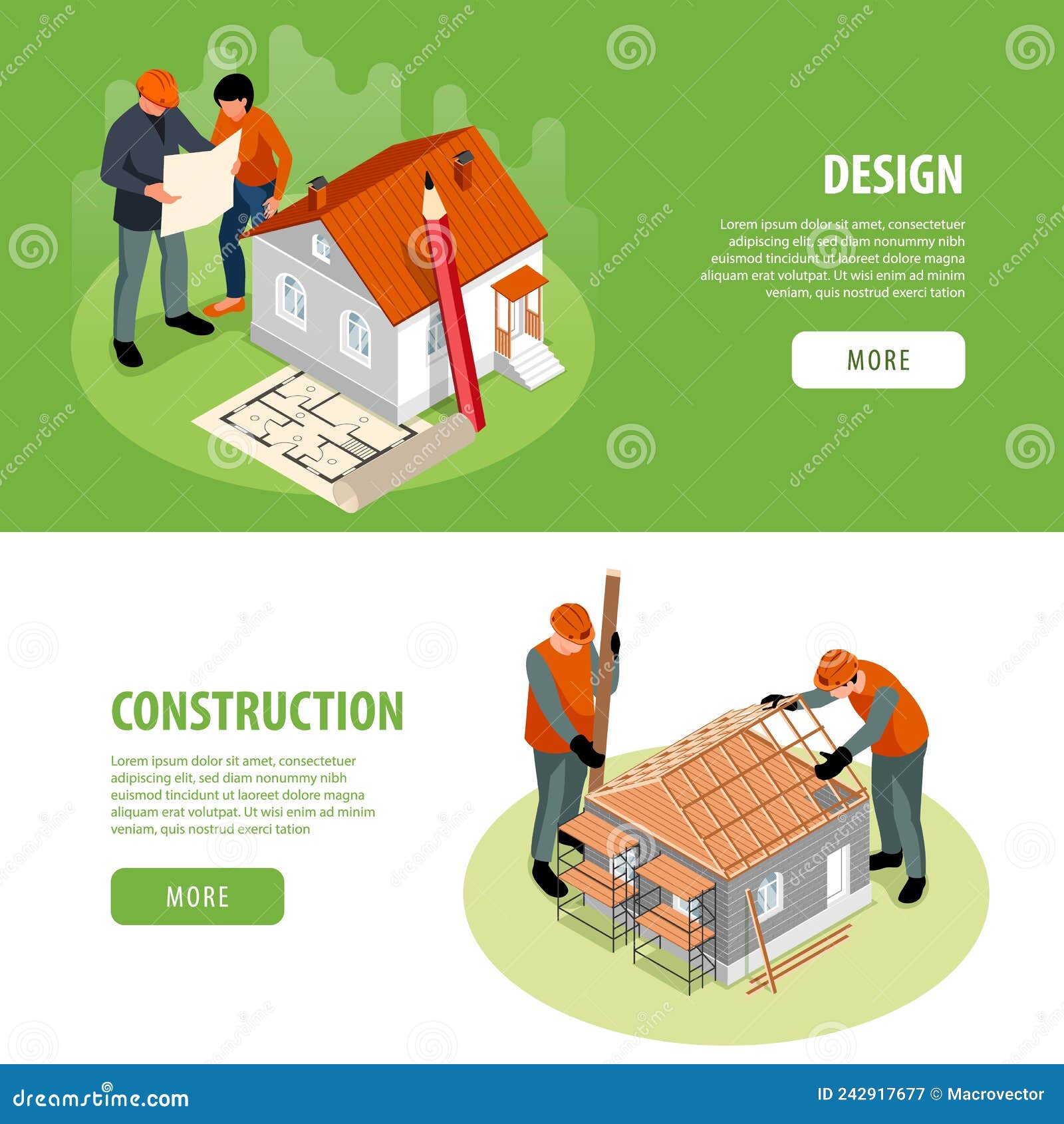 House Construction Banners Set Stock Vector - Illustration of ...