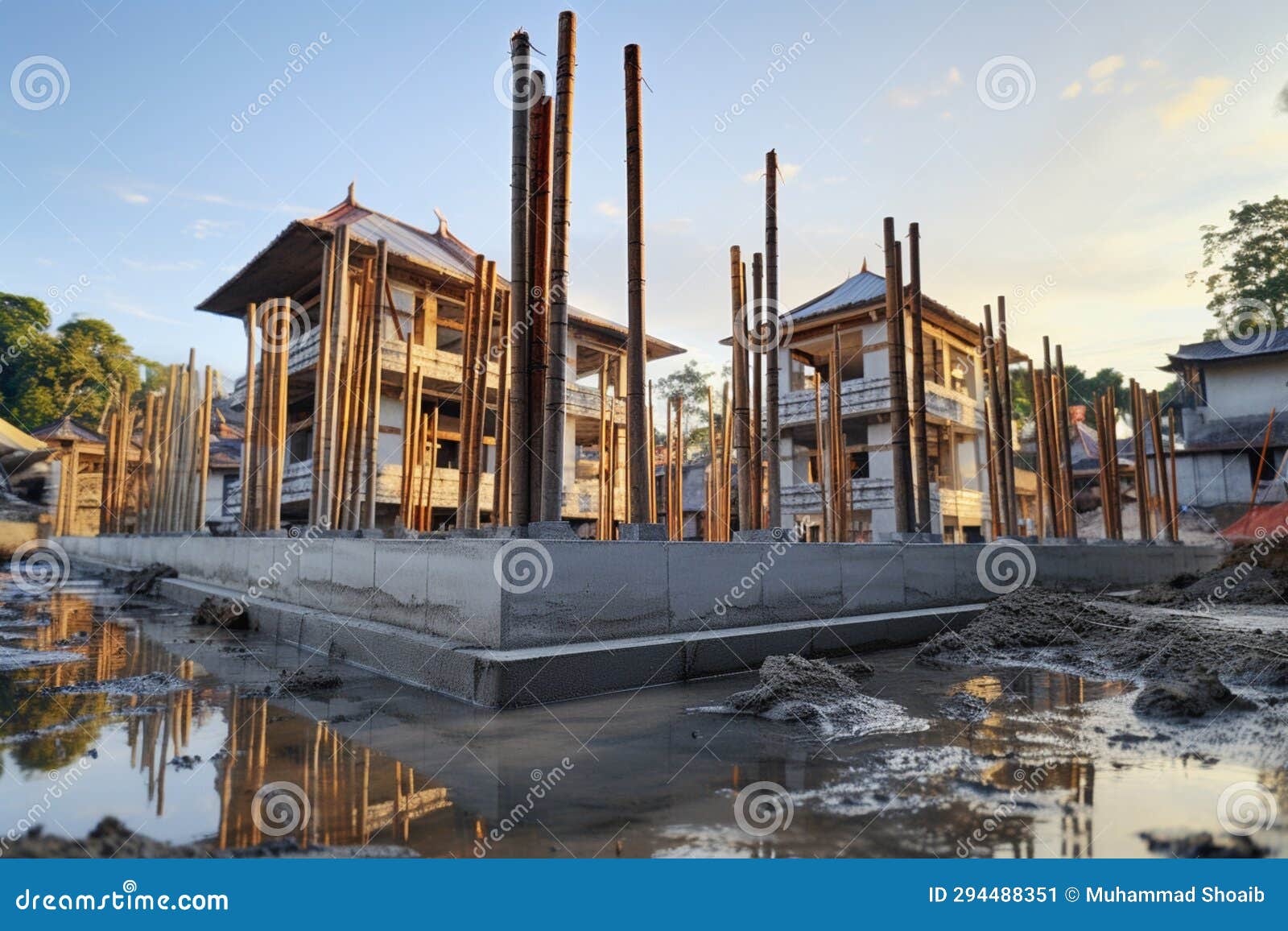 House Construction Cement Floor and Pillars are Successfully Poured for ...