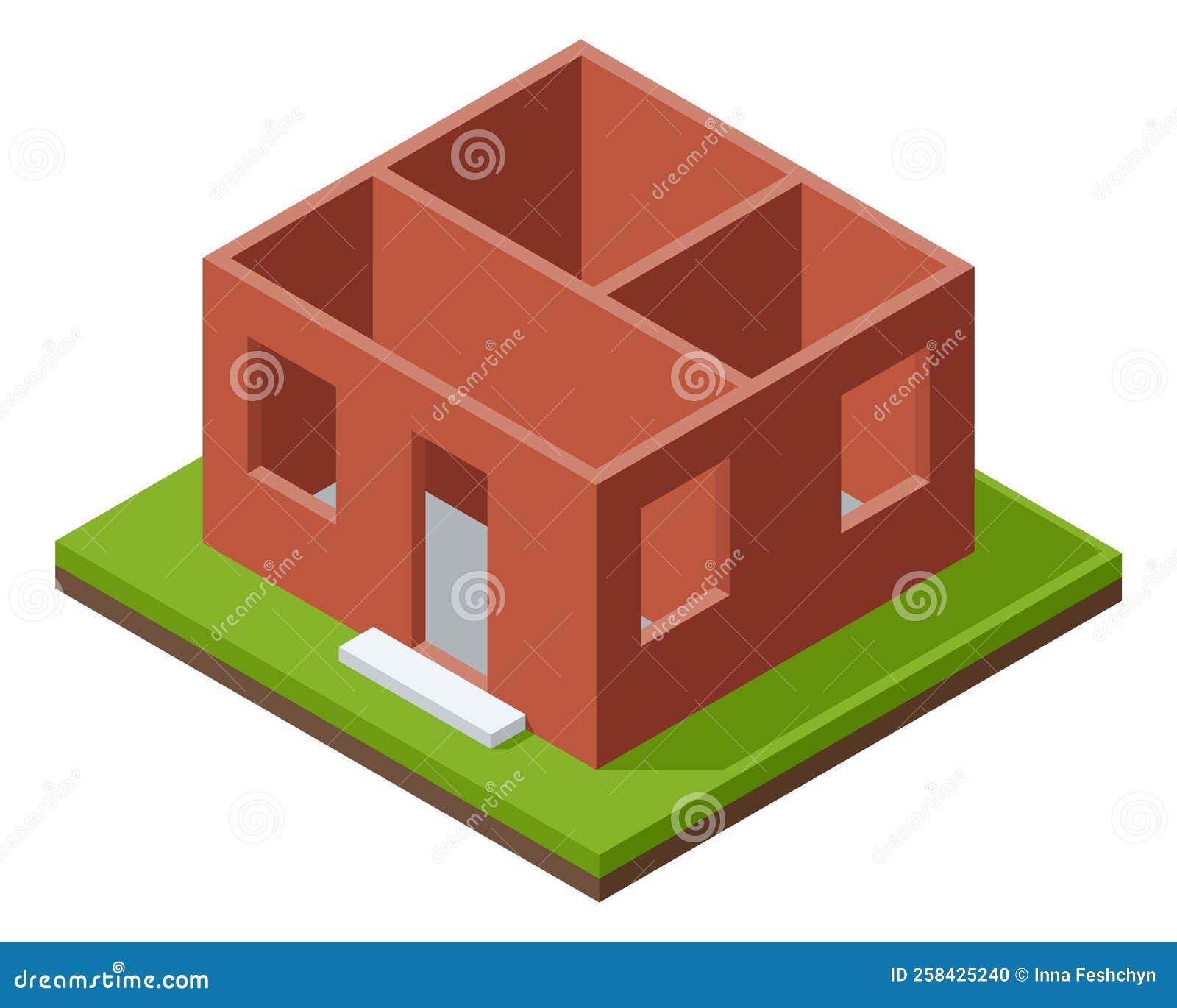 House Construction Isometric Stage. Visualization of Modern Building ...