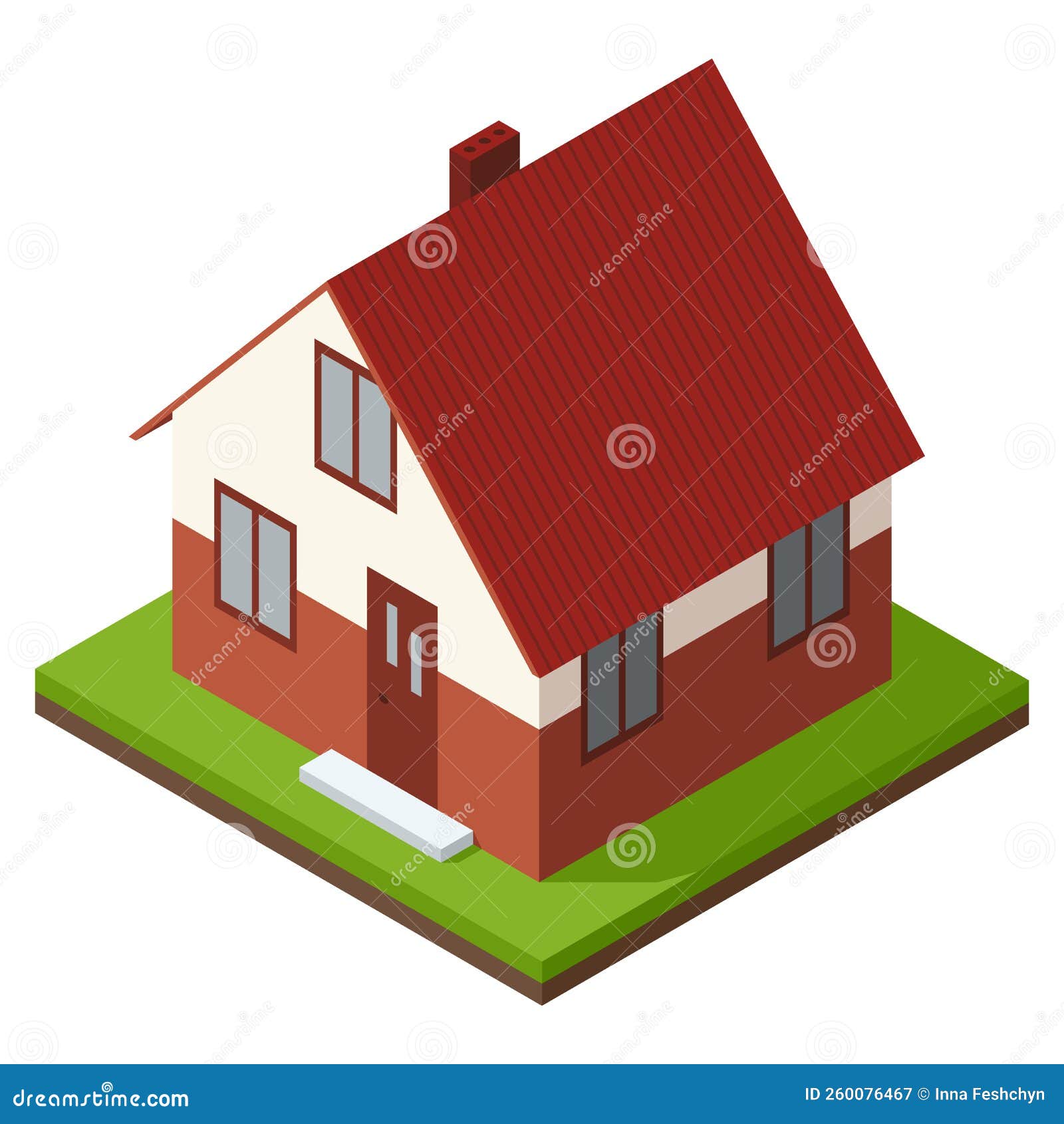 House Construction Isometric Stage. Visualization of Modern Building ...