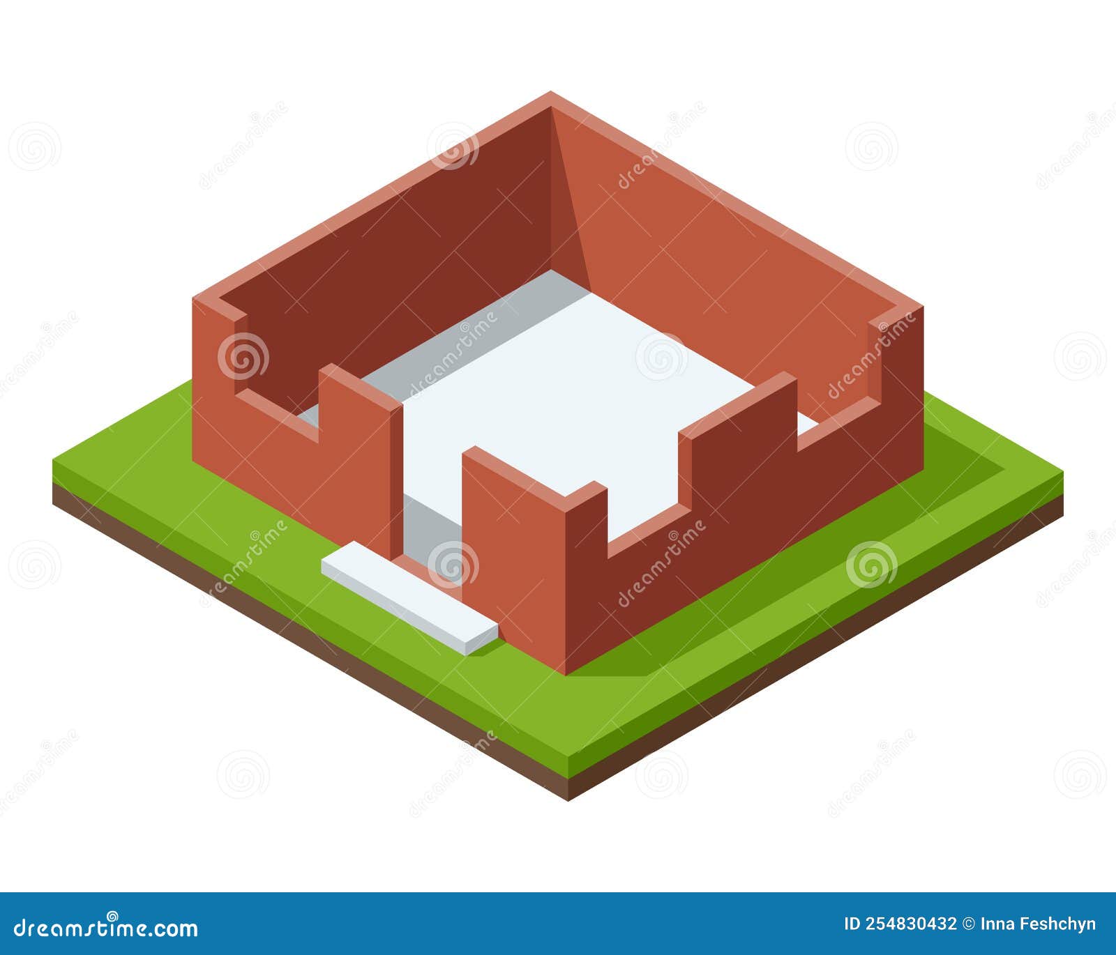 House Construction Isometric Stage. Visualization of Modern Building ...