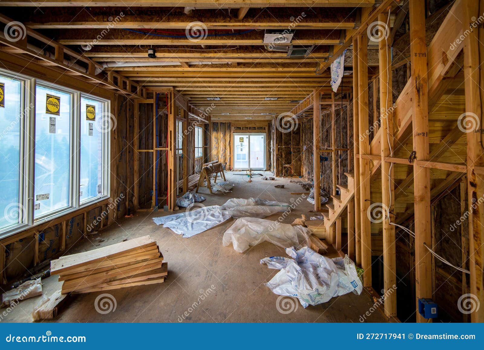 House Construction in Progress with All the Walls Exposed Stock Image ...