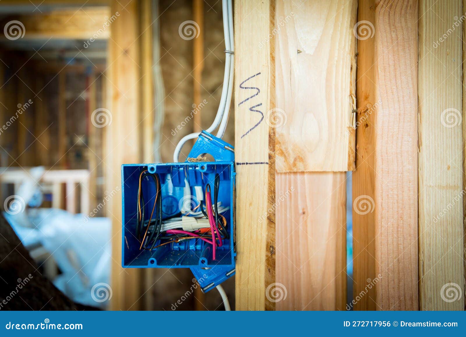House Construction in Progress - Electrical Box Nailed To Two by Four ...