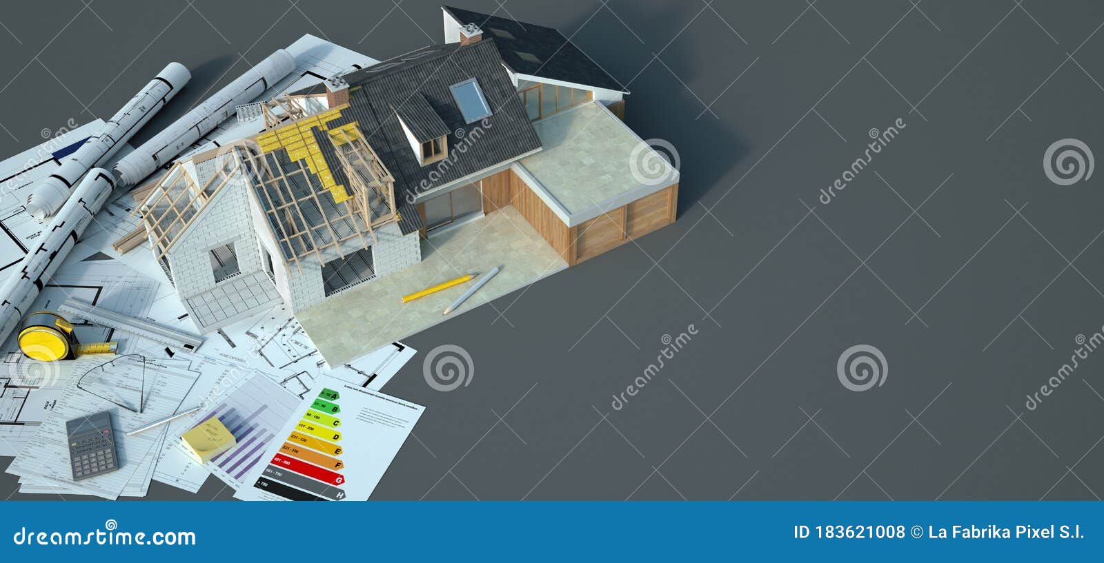 House Construction Project Gray Stock Illustration - Illustration of ...