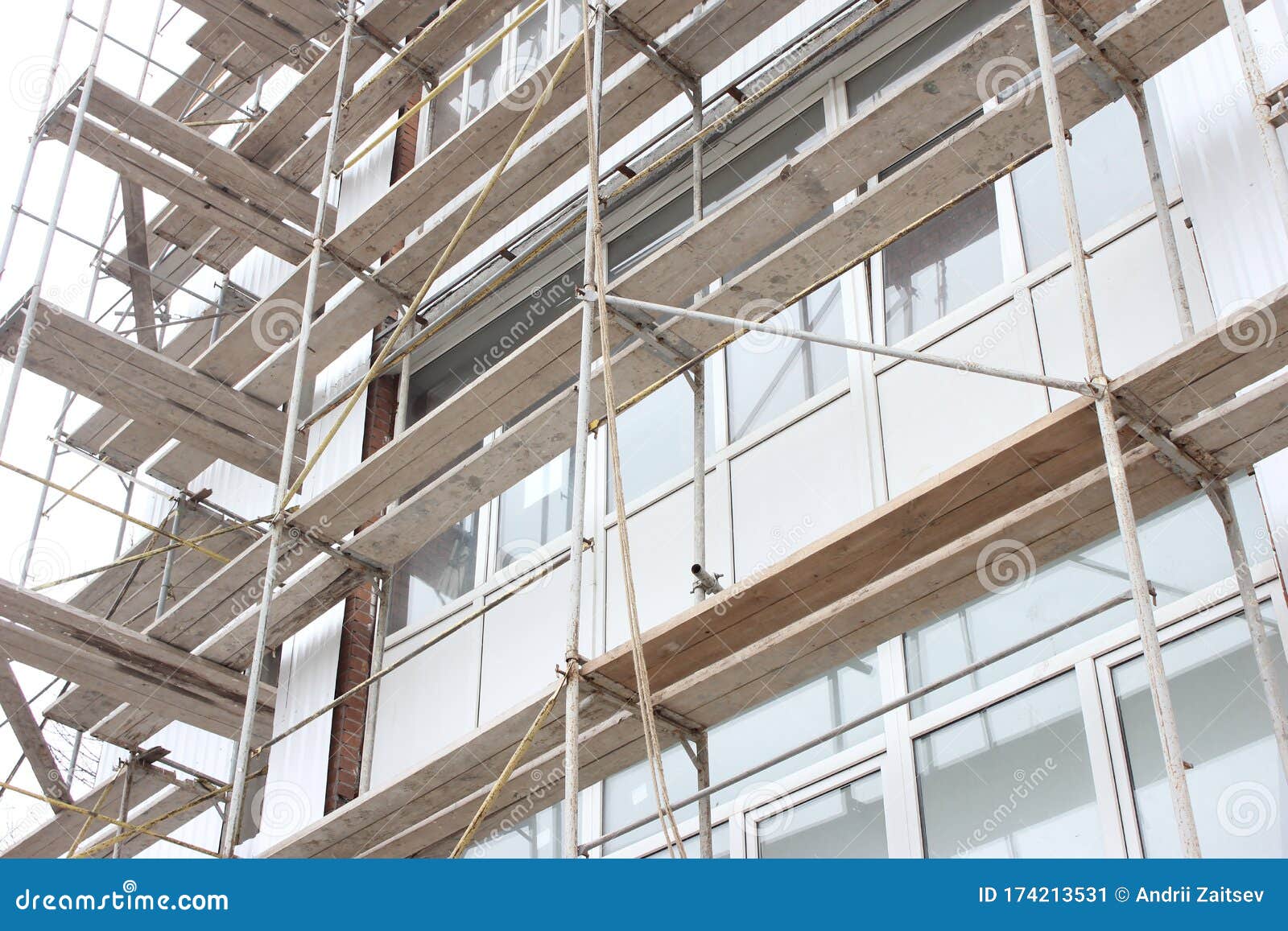 Scaffolding And Installation Of Glass Facade Panels Royalty-Free Stock ...
