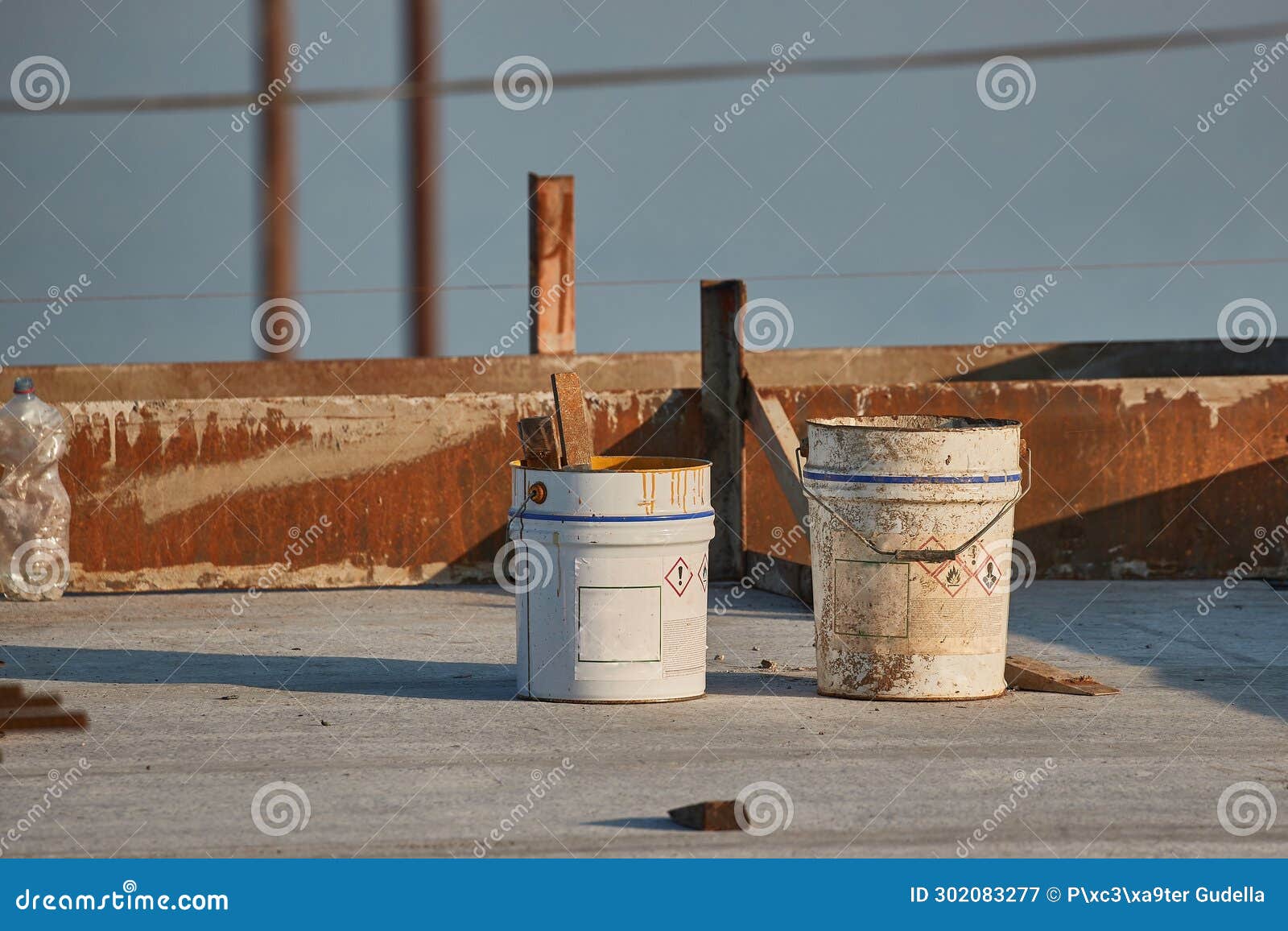 House Construction Site Work Tools and Buckets Stock Image - Image of ...