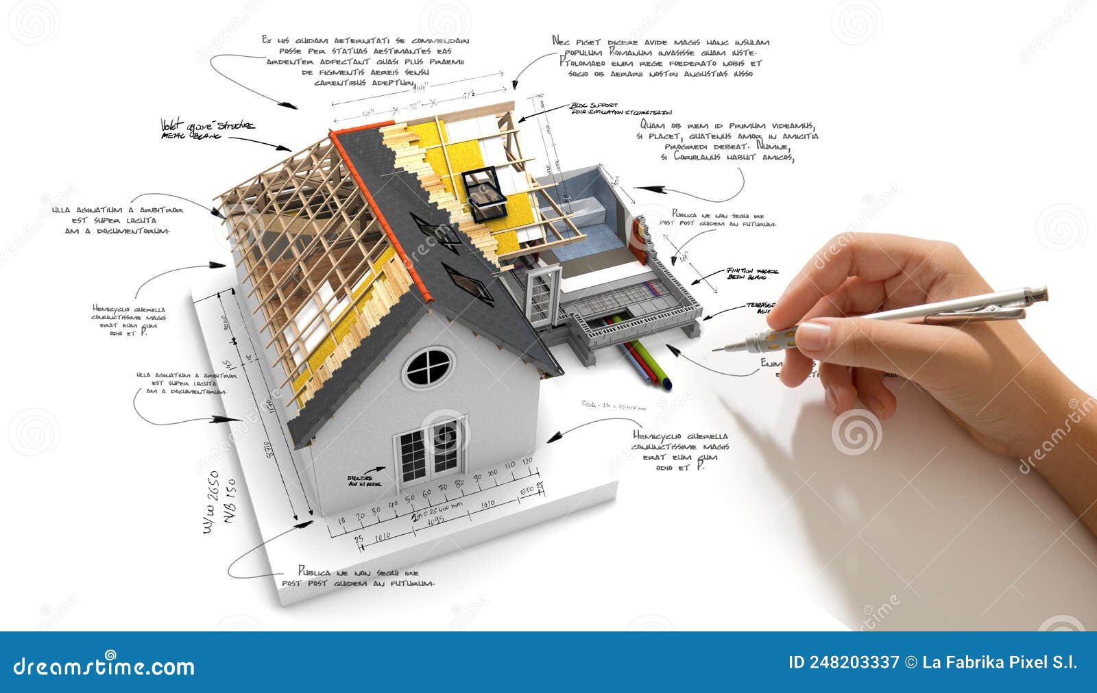 House Construction Technical Details Stock Image - Image of cross ...