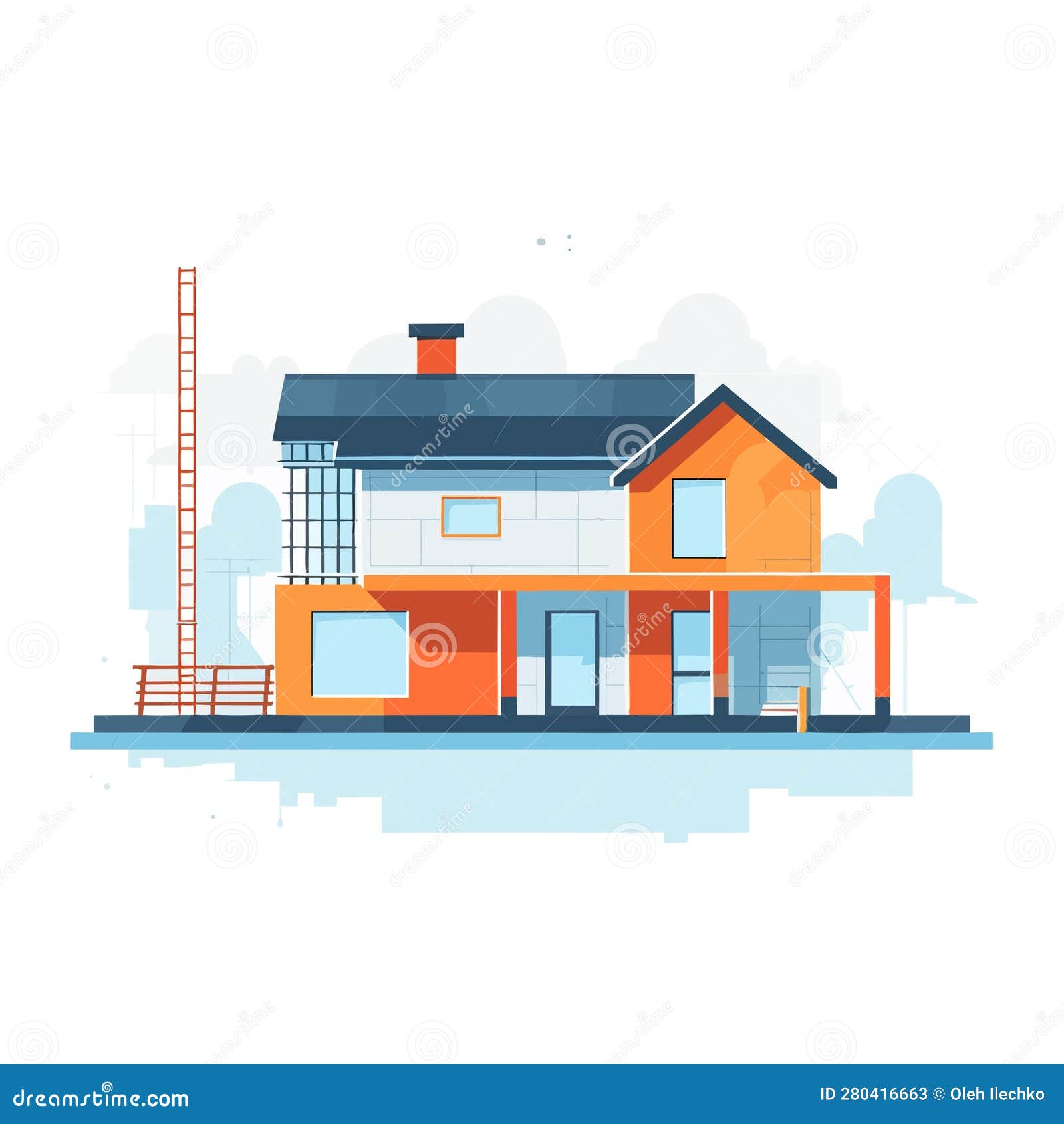 House Construction Vector Isolated on White Illustration Stock Vector ...