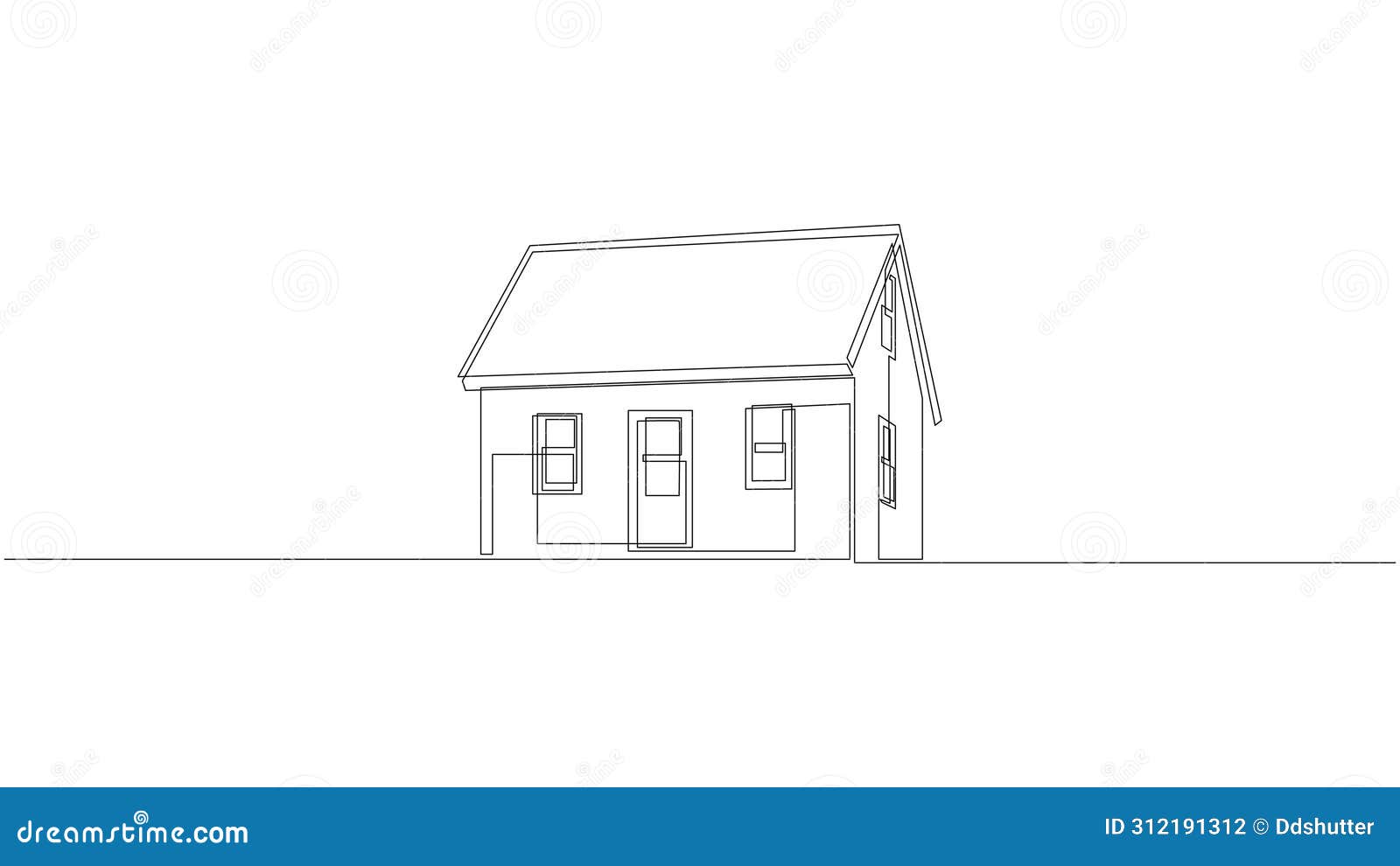 House Continuous Line Drawing. One Line Country House. Vector ...