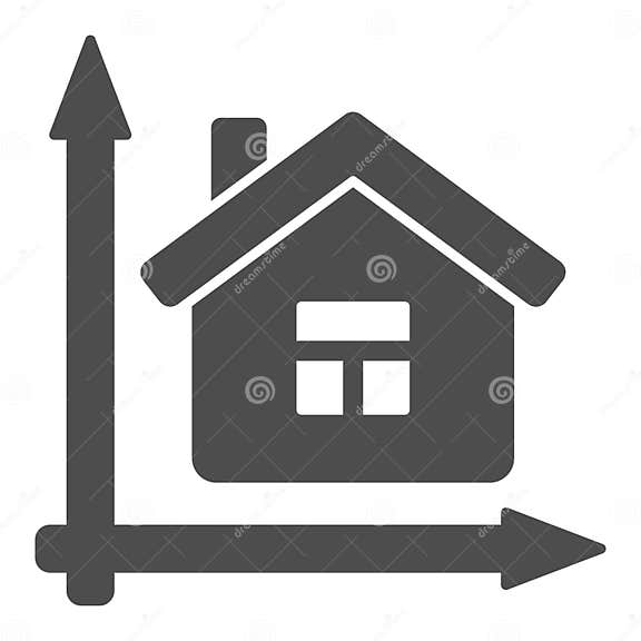 House at Coordinate Axes Solid Icon, Architecture Project Concept ...