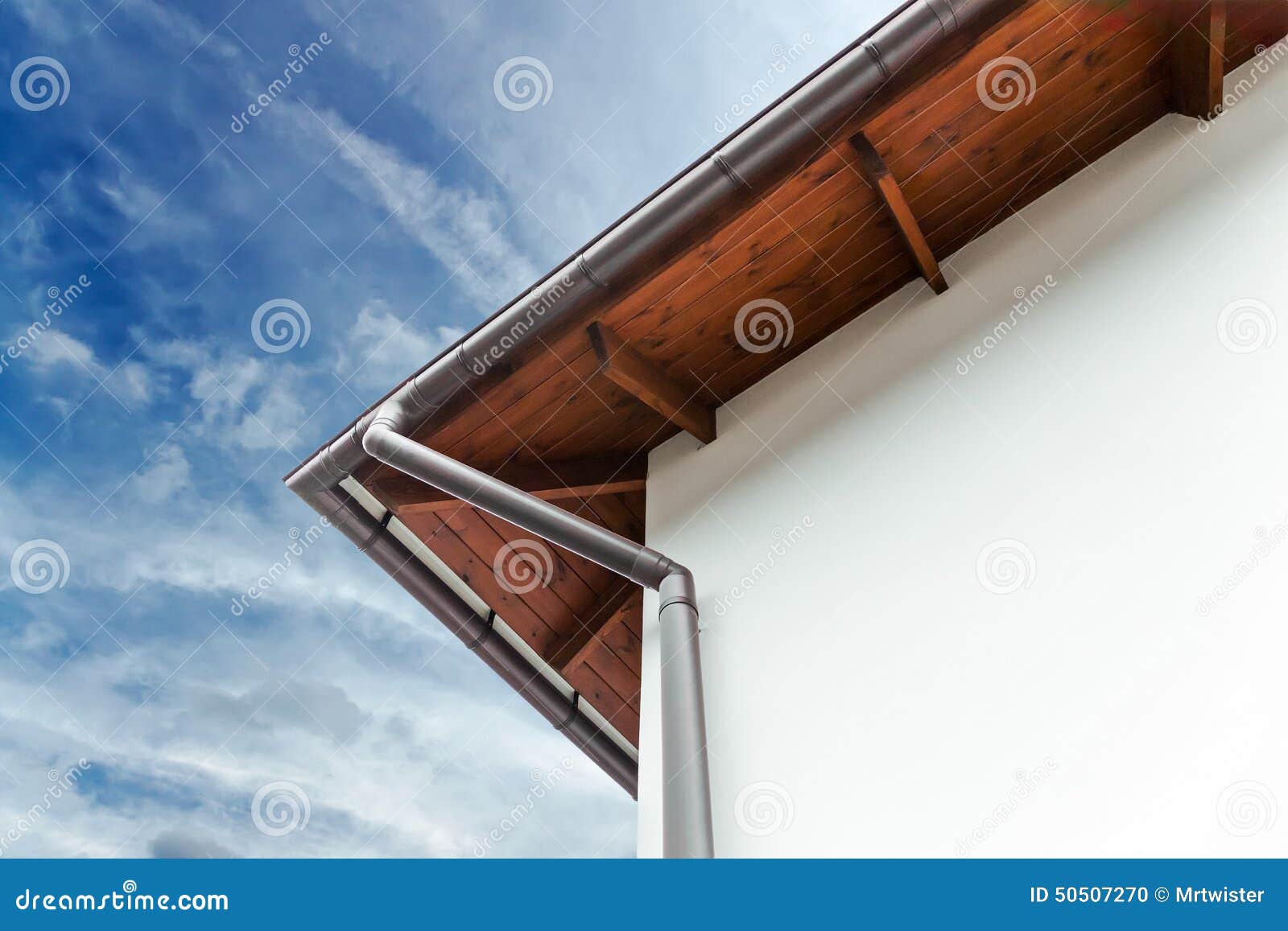 House corner with gutter stock photo. Image of paint - 50507270