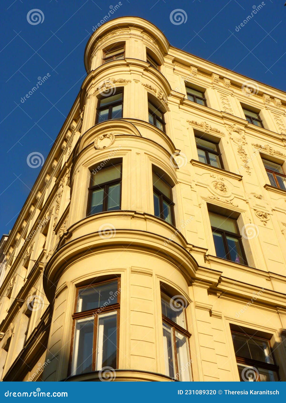 A House with a Corner Tower Stock Photo - Image of corner, cloudless ...