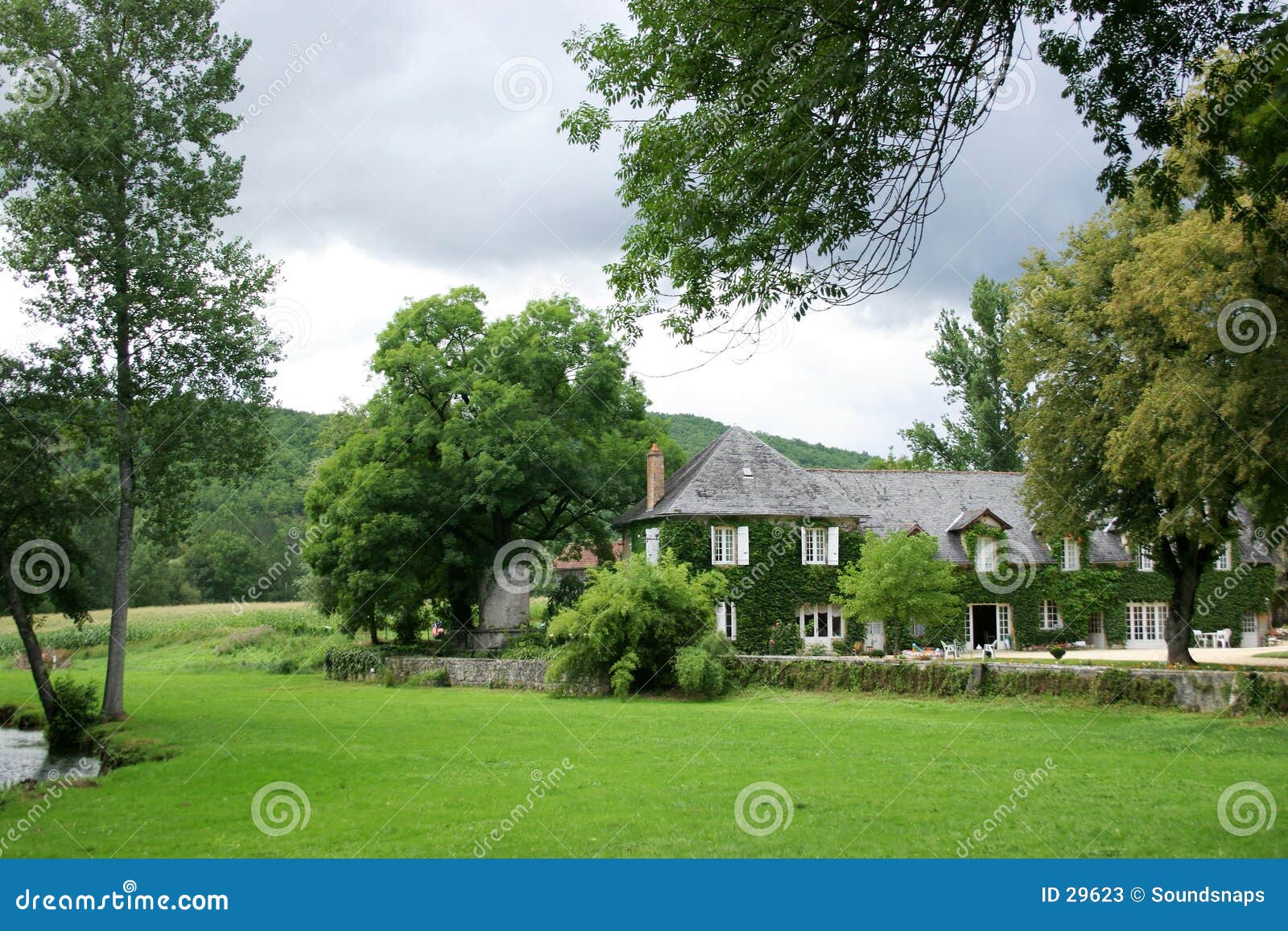 House in Country Garden Behind Trees Stock Image - Image of travel ...