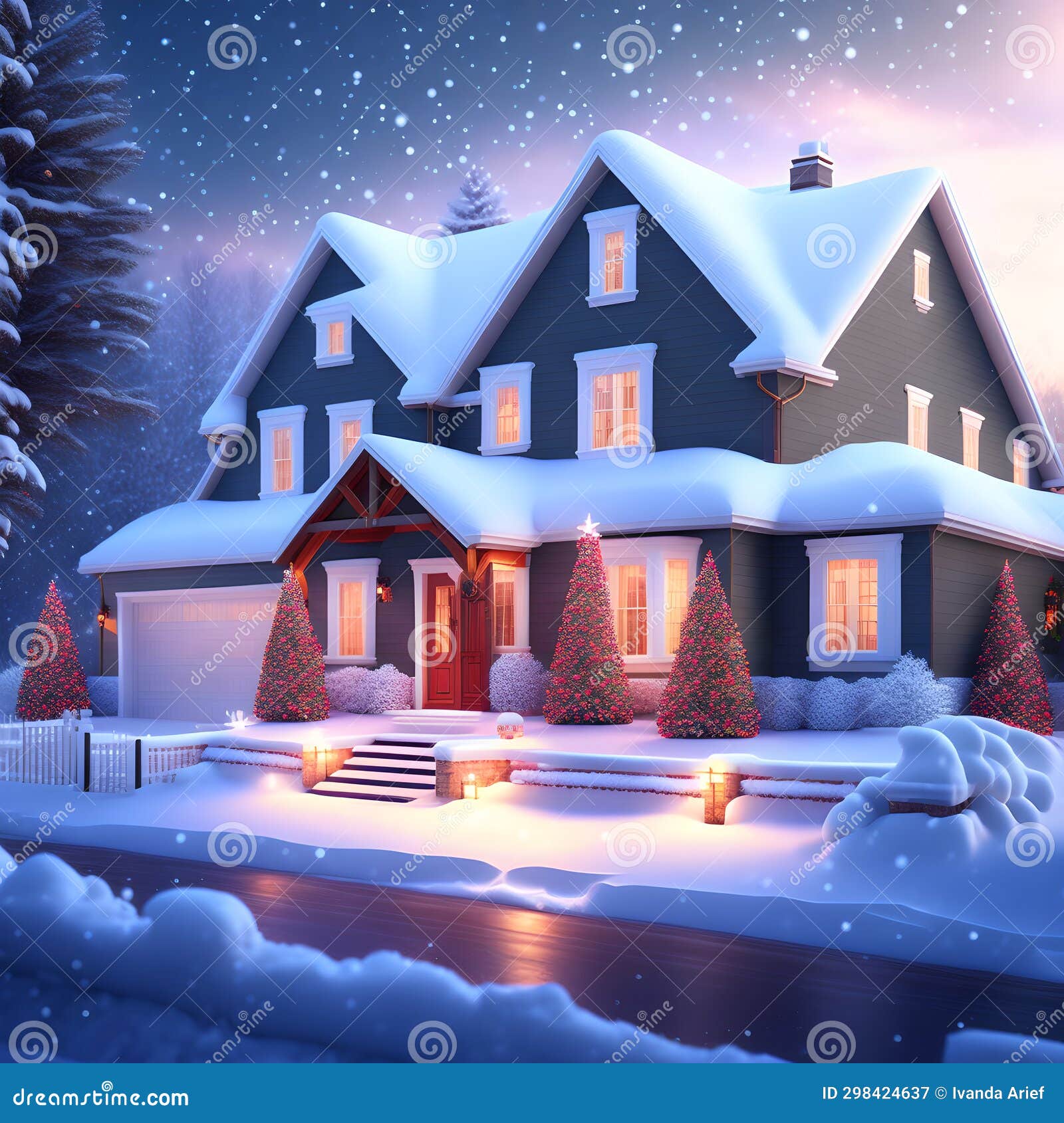 House Covered in Snow in Winter Picture Stock Image - Image of luxury ...