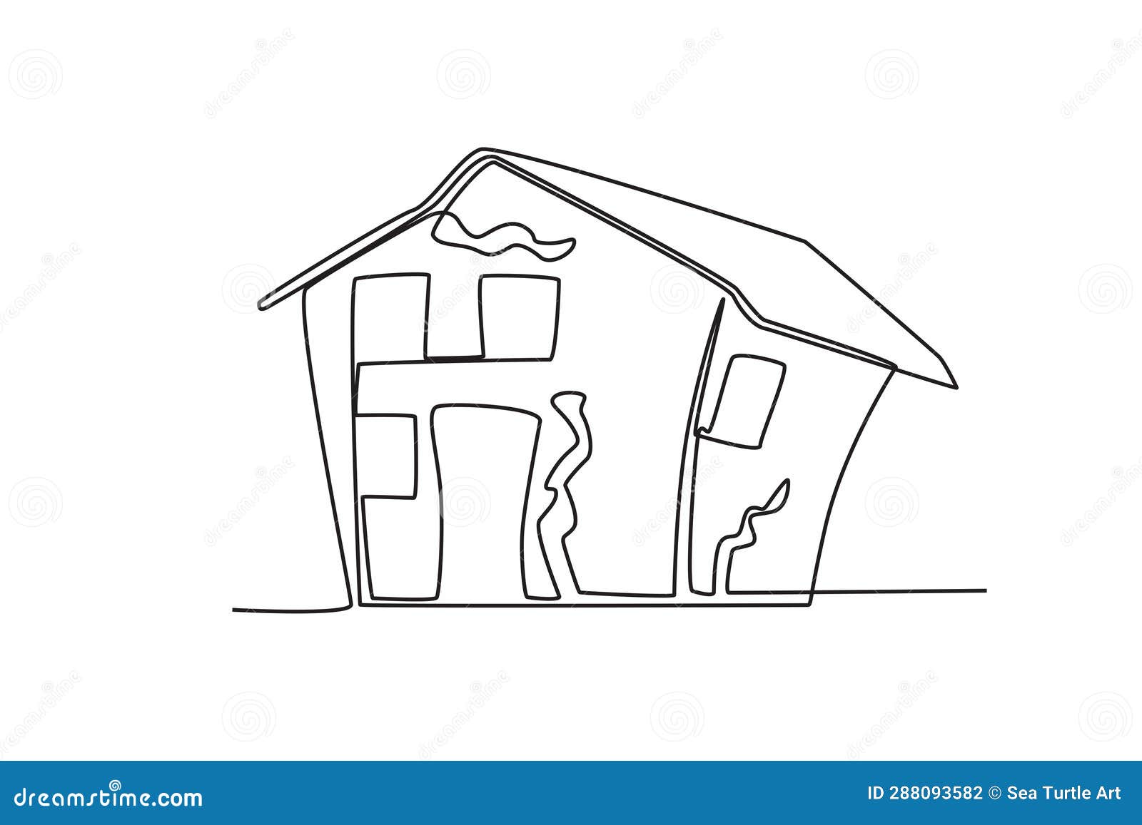 A House Cracked by the Earthquake Stock Illustration - Illustration of ...