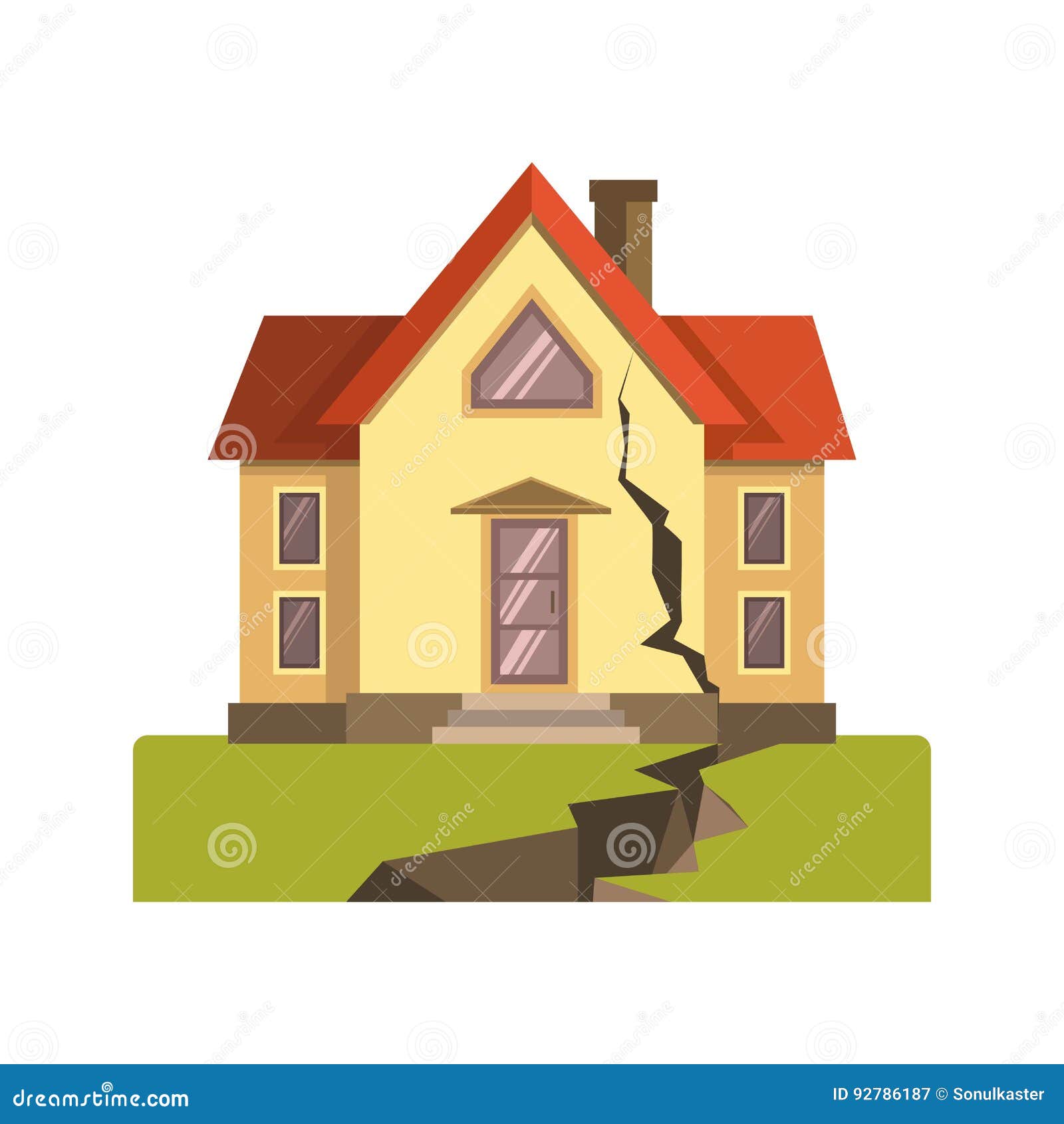 House's Cracked Foundations On Screen Showing Building Damage Stock ...