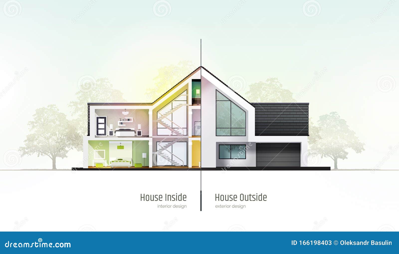 House in Cross-section. Modern House, Villa, Cottage, Townhouse with ...