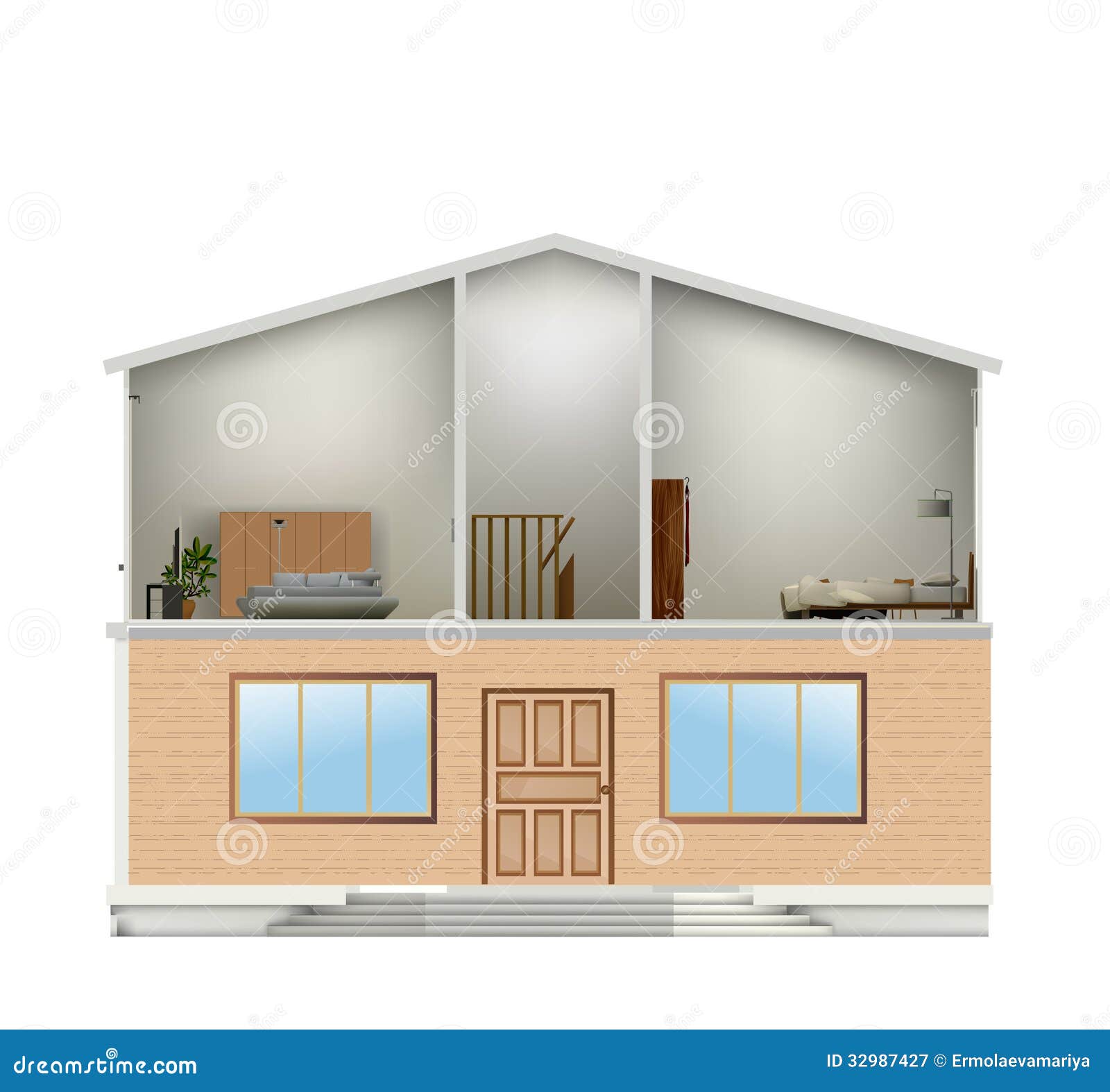 House Cut with Interiors and Part Facade. Vector Stock Vector ...