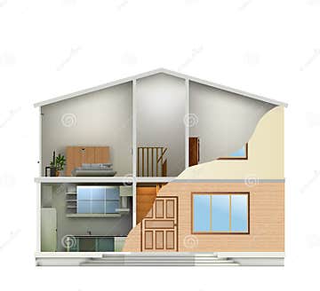 House Cut with Interiors and Part Facade. Vector Stock Vector ...
