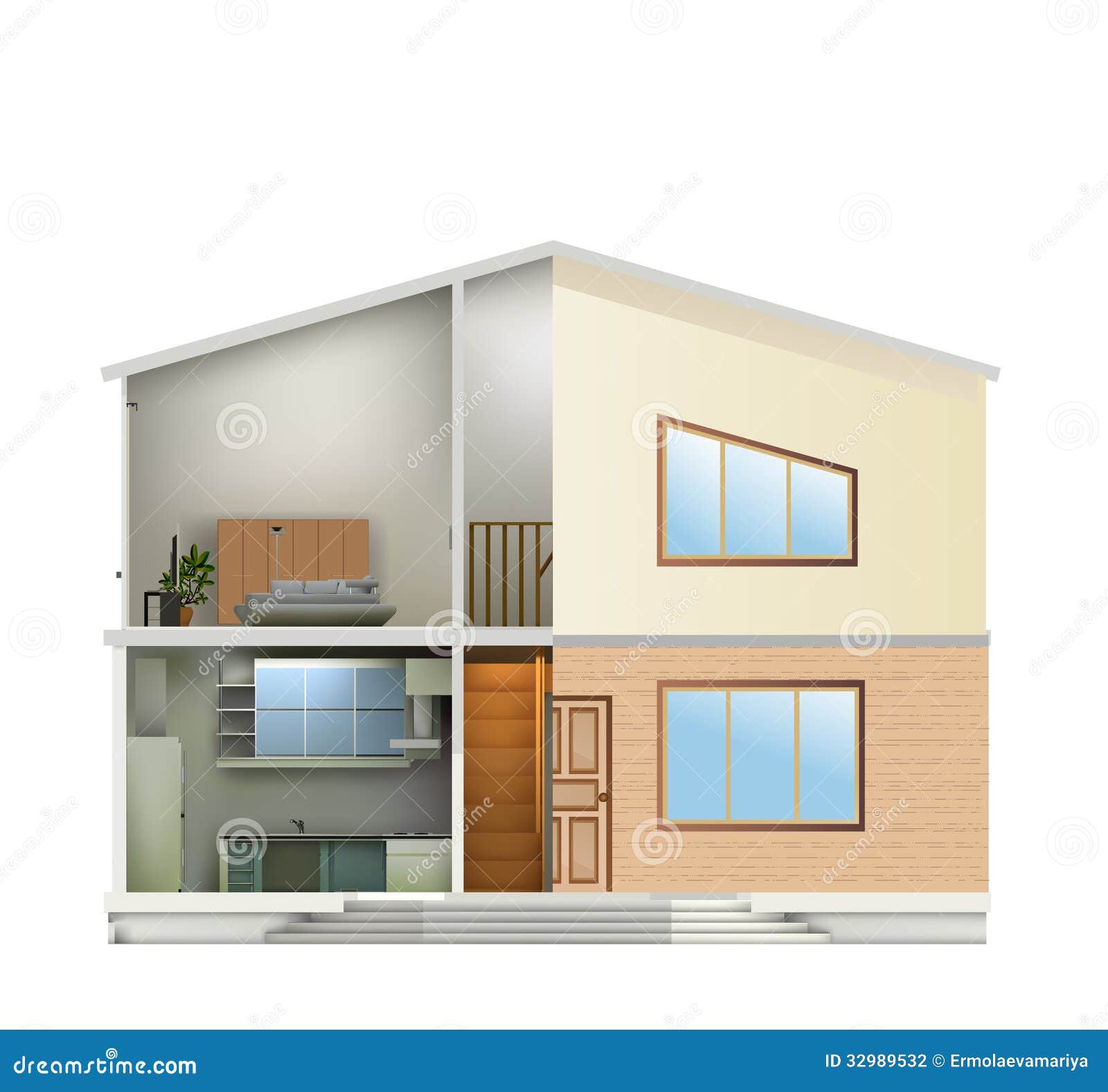 House Cut with Interiors and Part Facade. Vector Stock Vector ...