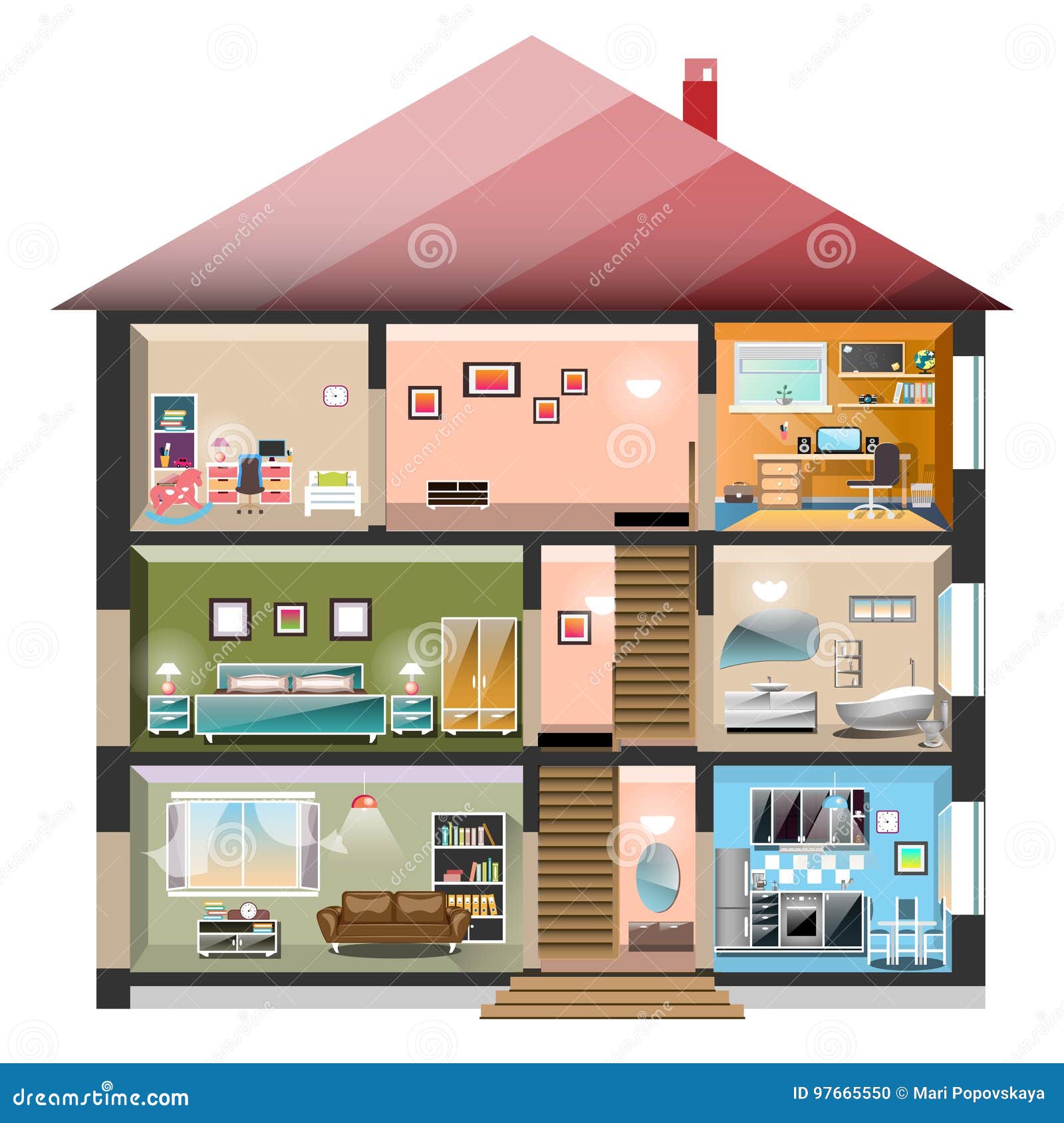 House in a Cut Isolated on White Background Stock Vector - Illustration ...