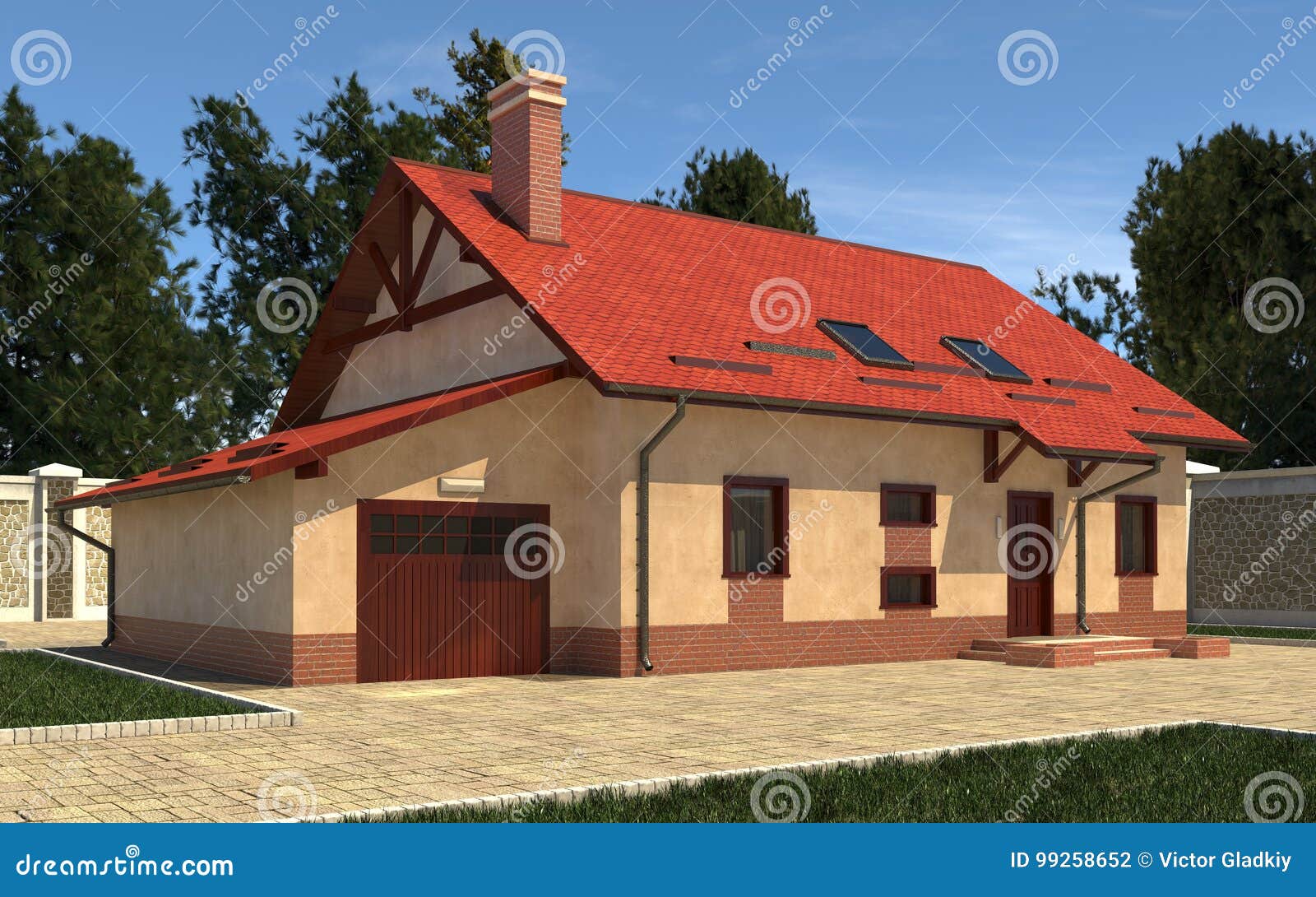 House 3d Illustration stock illustration. Illustration of modern - 99258652