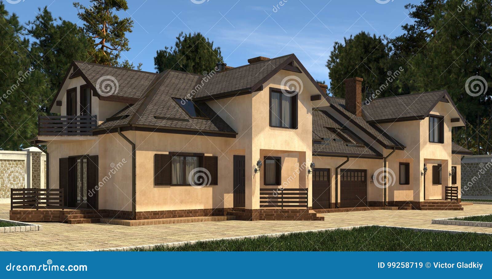 House 3d Illustration stock illustration. Illustration of estate - 99258719