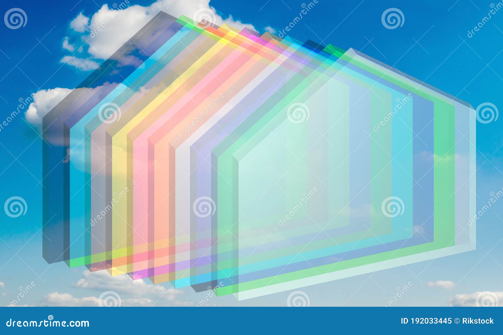 House, in 3D Three-dimensional Perspective, with Transparent Elements ...