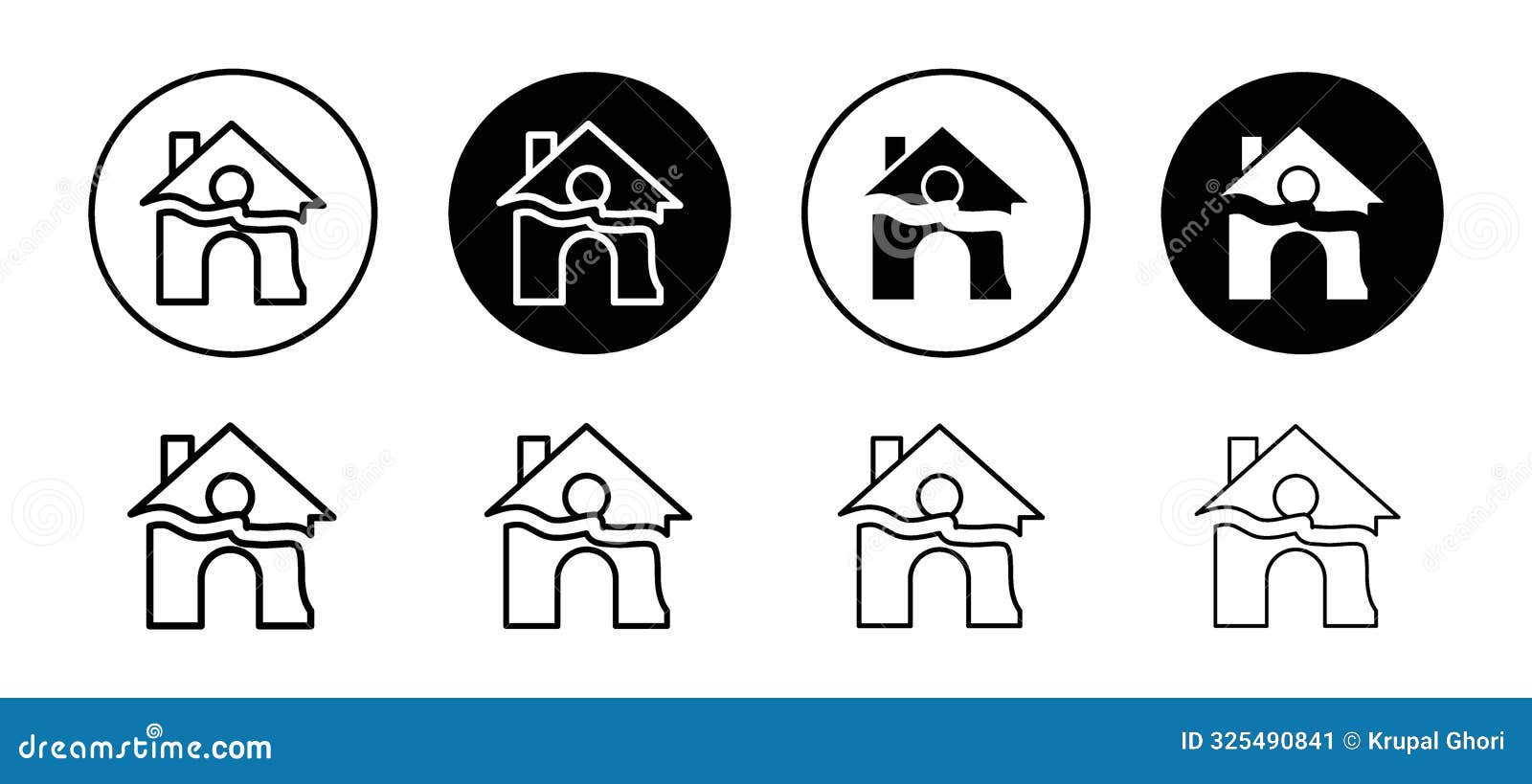 House Damage Vector Icon Set Collection. House Damage Outline Flat Icon ...