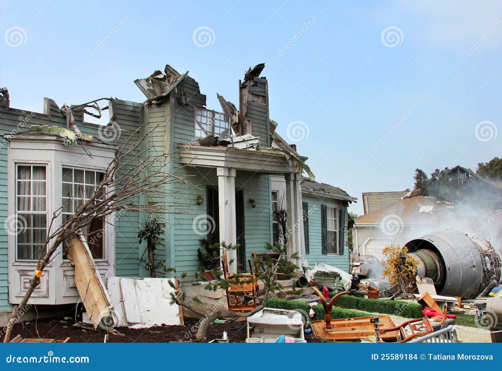House damaged by disaster stock photo. Image of destroy - 25589184