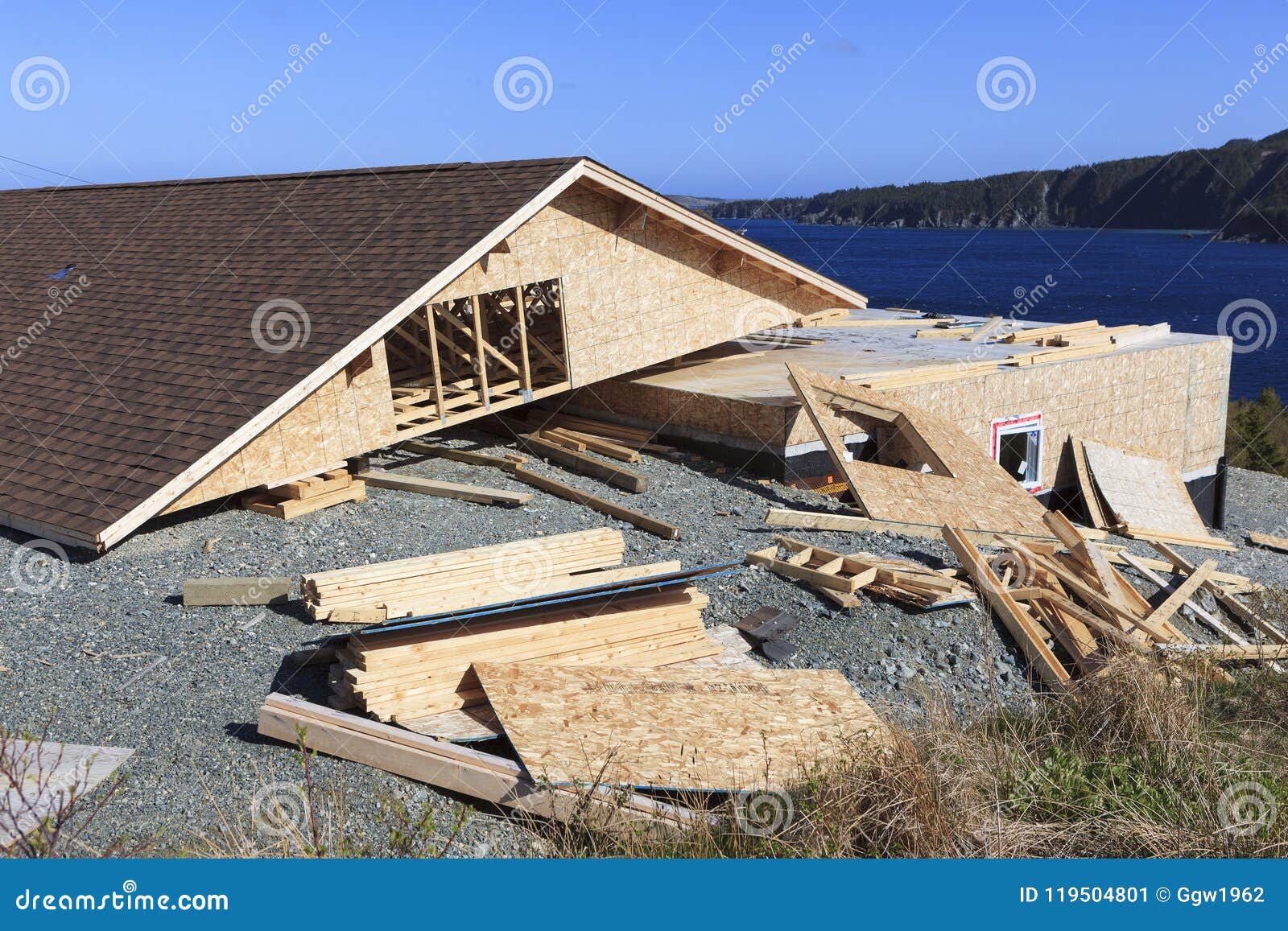 Damaged House from Wind Storm Stock Image - Image of exterior, damaged ...