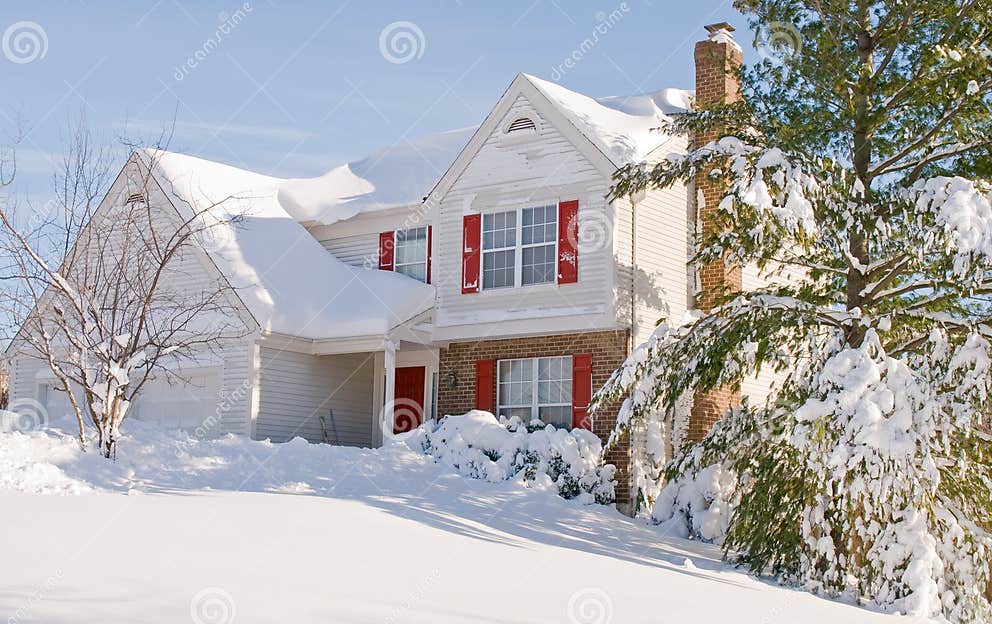 House in deep winter snow stock photo. Image of snow - 12930956
