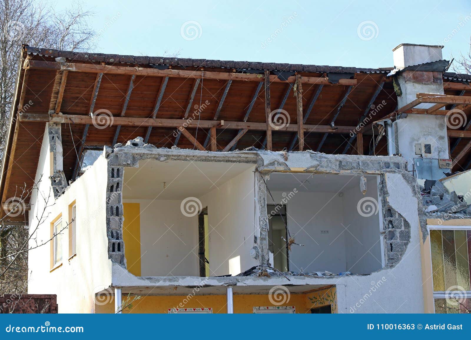 House Demolition. a Damaged House Stock Image - Image of destroys ...